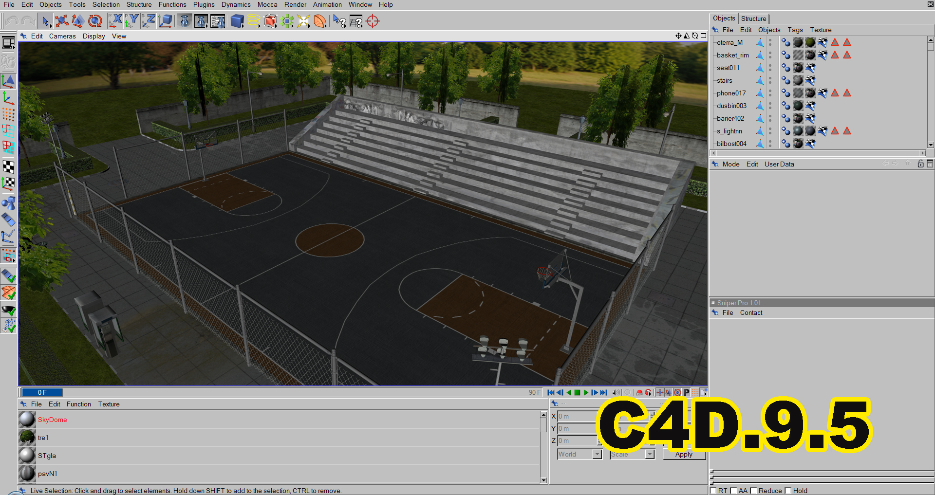outdoor basketball arena 3d model
