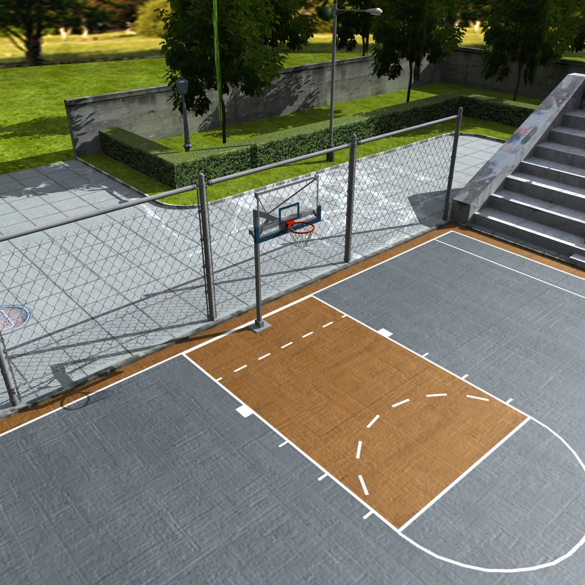 outdoor basketball arena 3d model