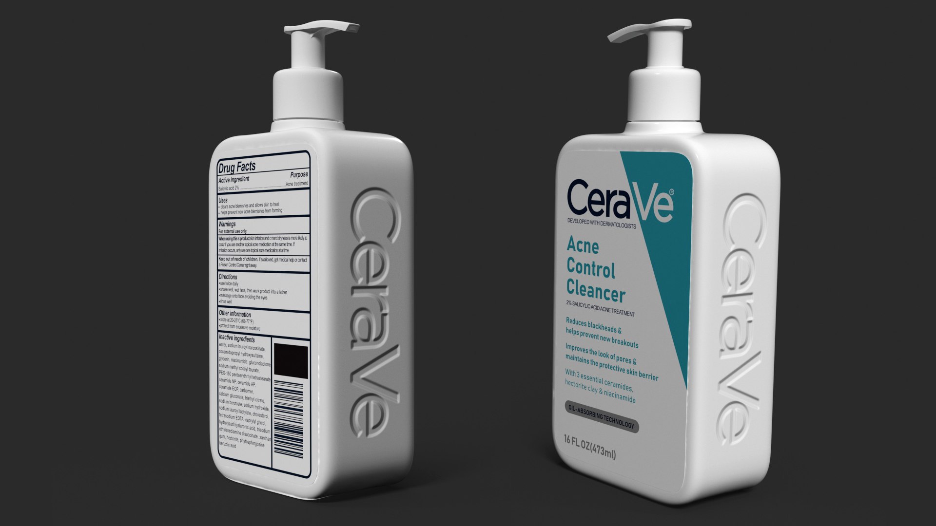 CeraVe Cleanser Dispenser Bottle 473 Ml Aquamarine Model - TurboSquid ...