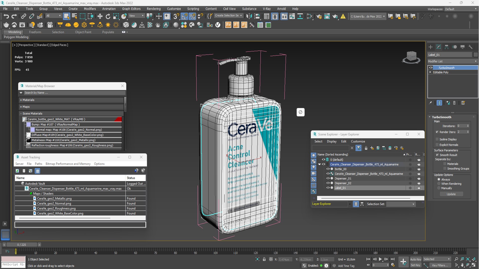 CeraVe Cleanser Dispenser Bottle 473 Ml Aquamarine Model - TurboSquid ...
