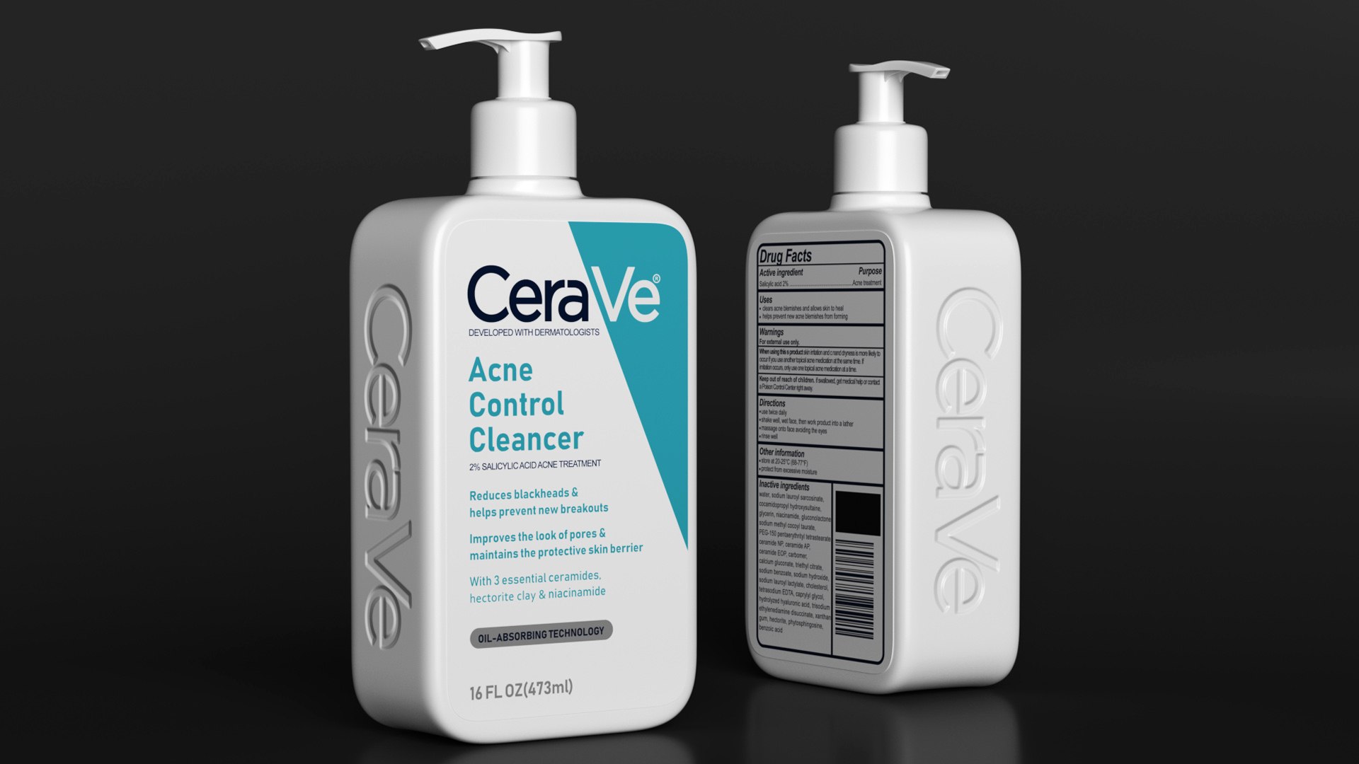 CeraVe Cleanser Dispenser Bottle 473 Ml Aquamarine Model - TurboSquid ...