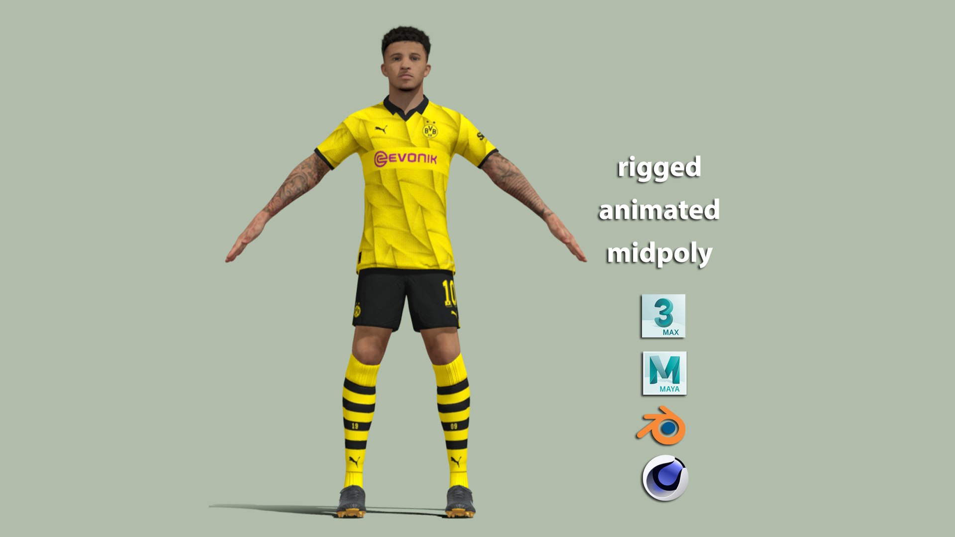 3D T-Pose Rigged Jadon Sancho Borussia Dortmund Model - TurboSquid 2233056