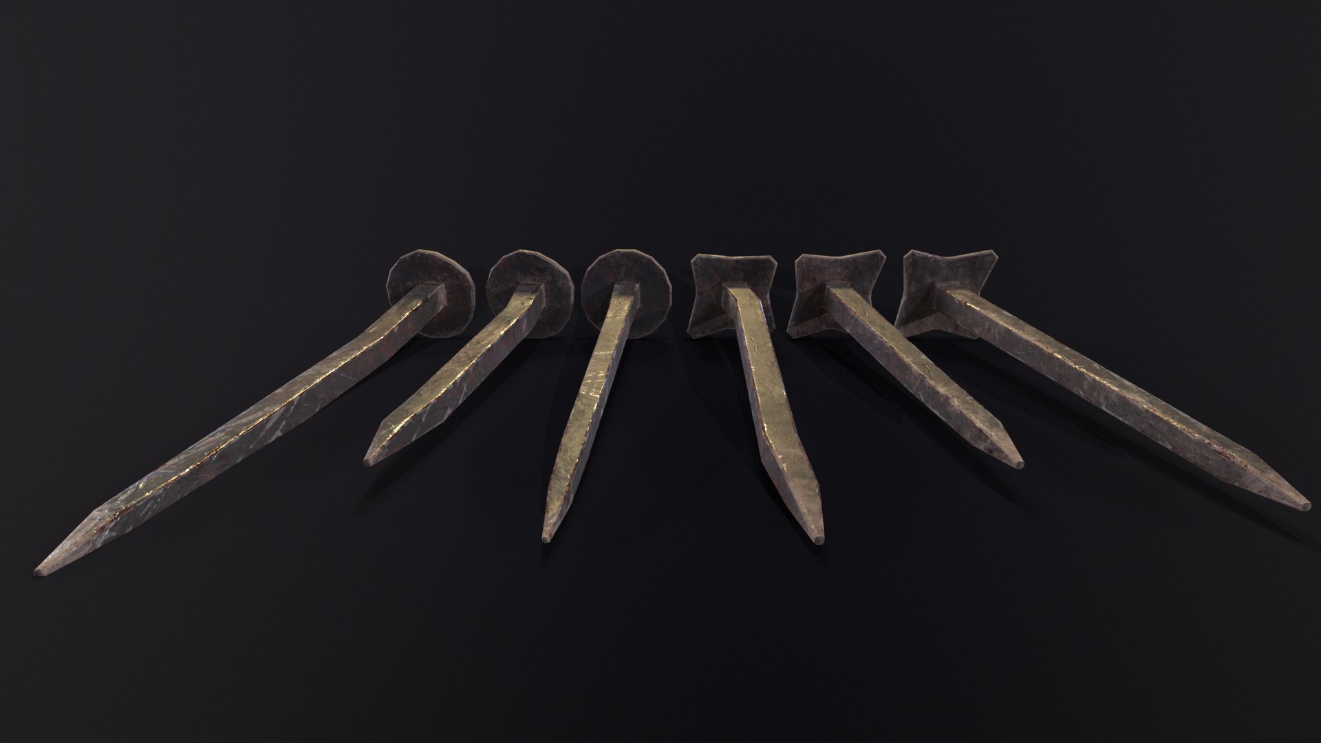 Old Rusty Medieval Nails 3D model - TurboSquid 2175272