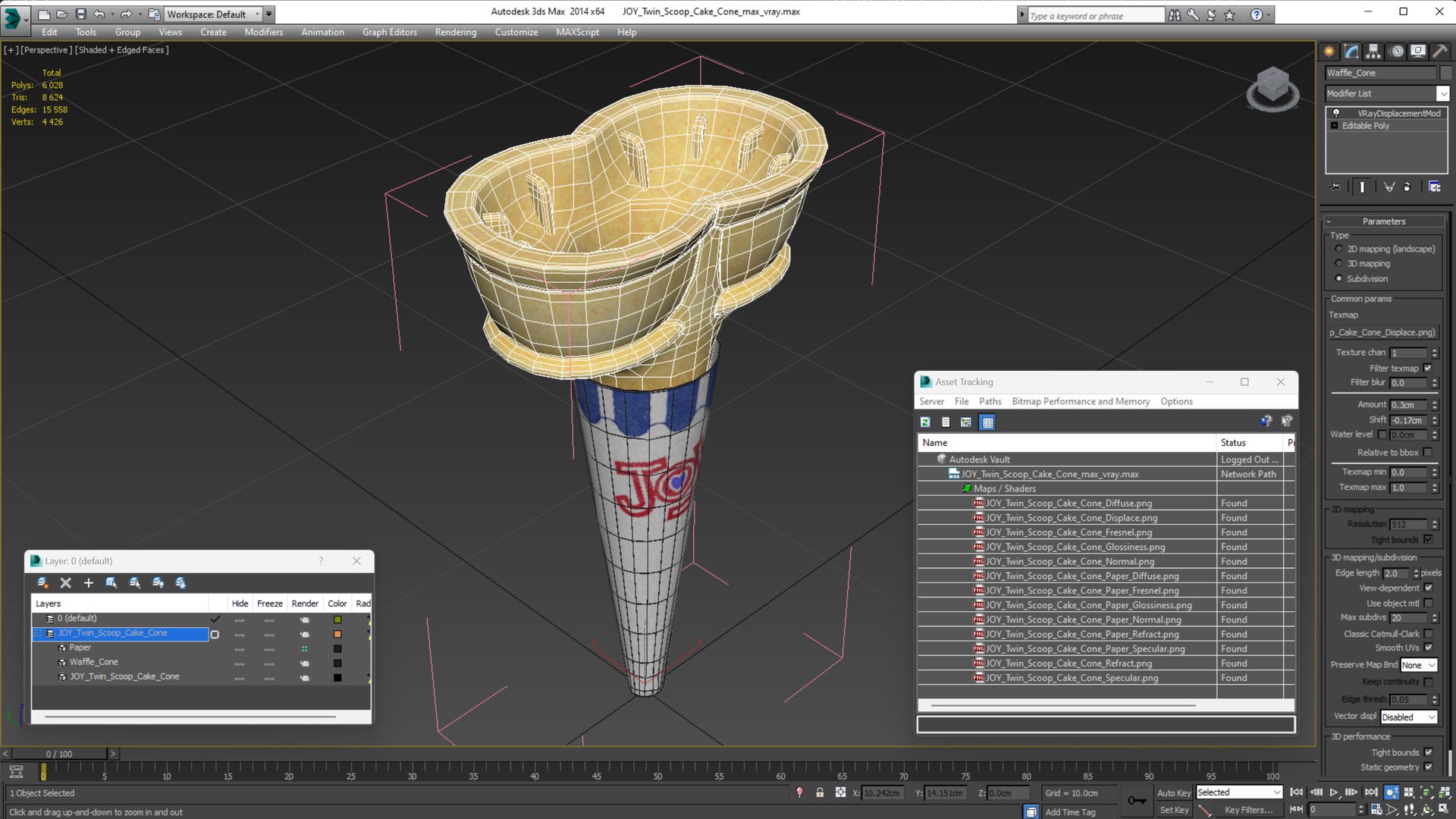 3D JOY Twin Scoop Cake Cone - TurboSquid 2246220