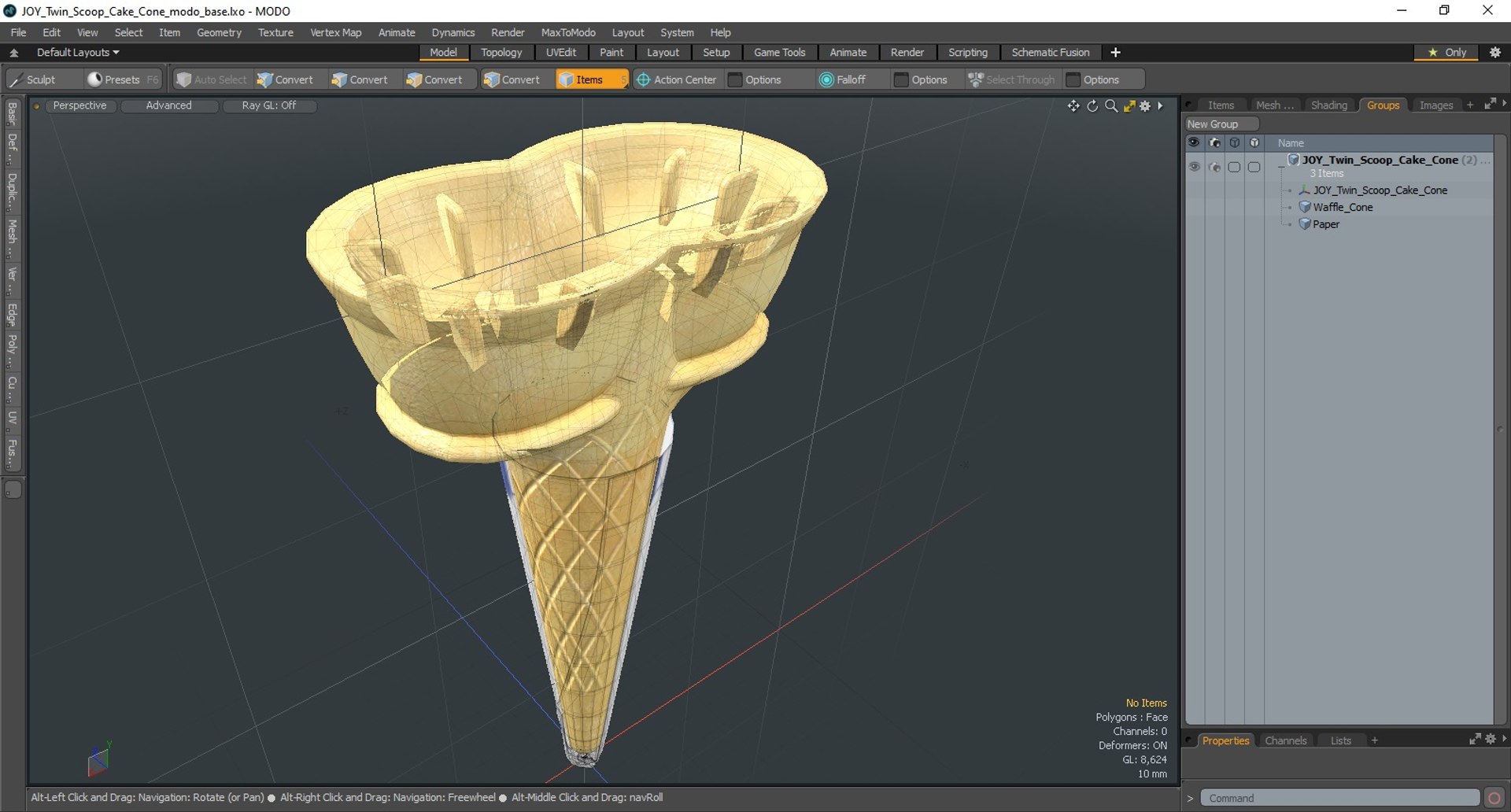 3D JOY Twin Scoop Cake Cone - TurboSquid 2246220