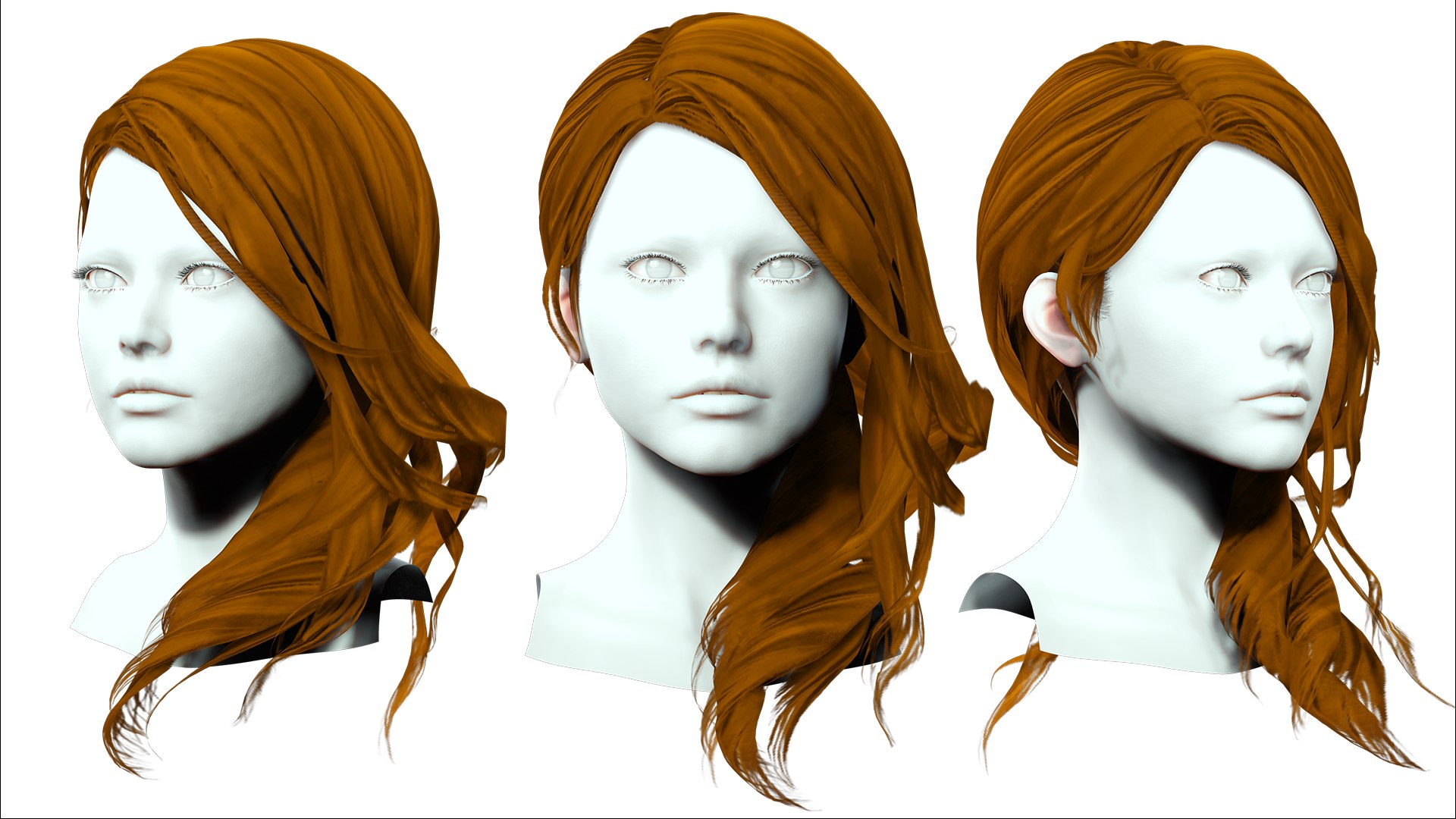 3D Wavy Over Shoulder Side Hair Model - TurboSquid 2226249