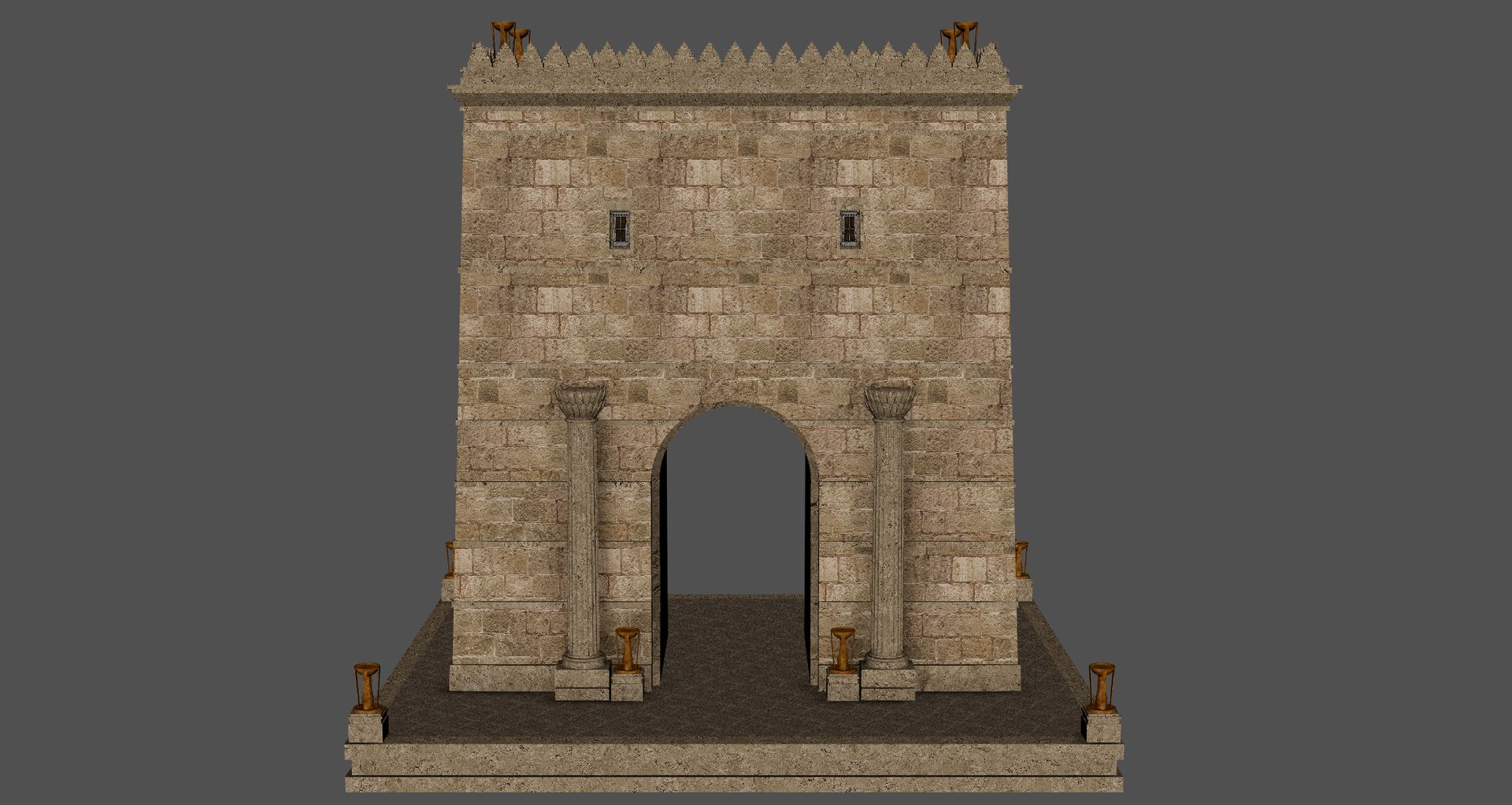 3D Ancient Gate Tower Model - TurboSquid 2293579