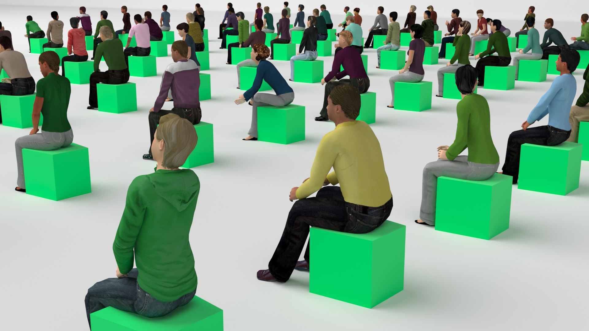 3D Low Poly Rigged And Animated Sitting People Pack - 200 Pieces ...