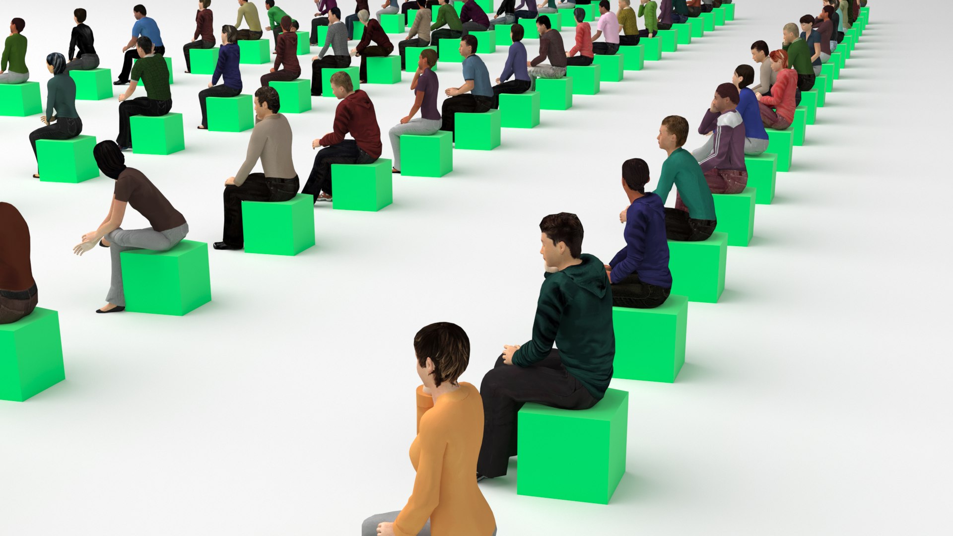 3D Low Poly Rigged And Animated Sitting People Pack - 200 Pieces ...