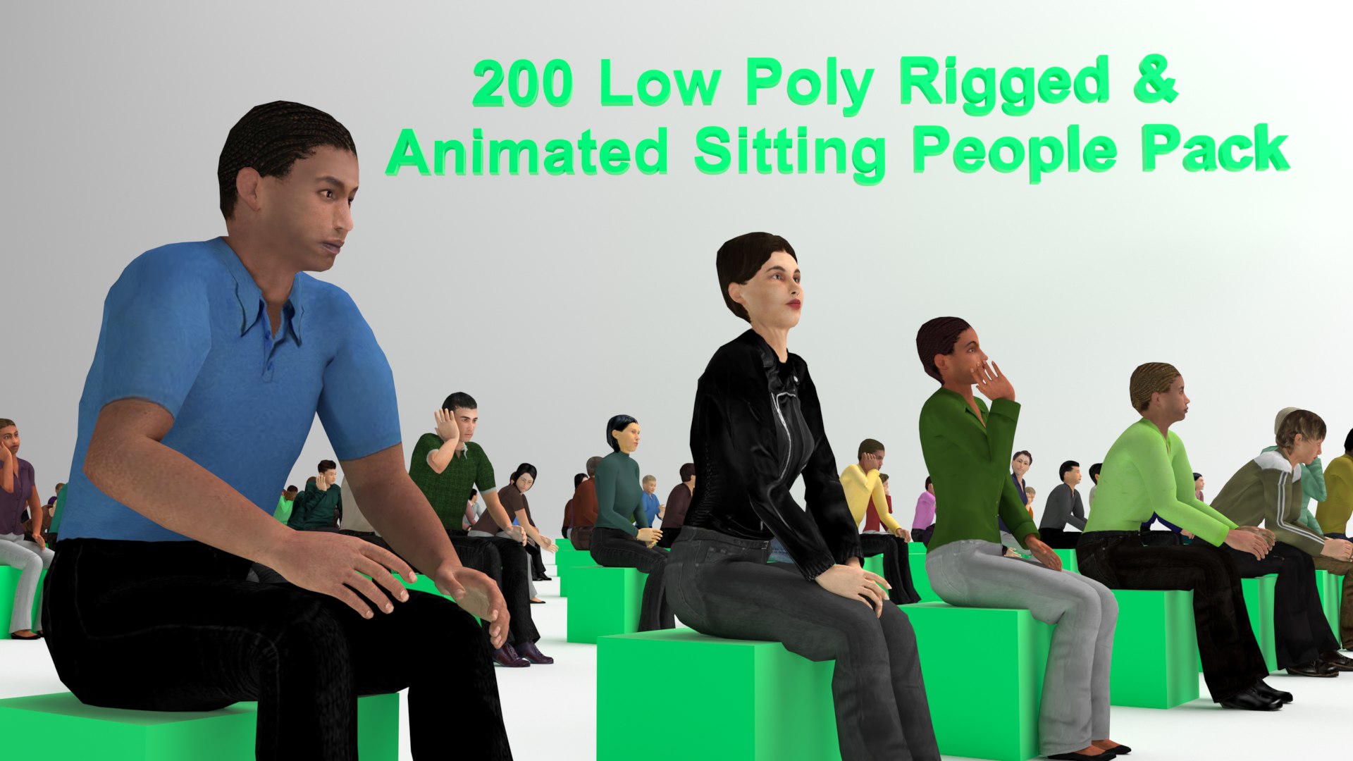 3D Low Poly Rigged And Animated Sitting People Pack - 200 Pieces ...