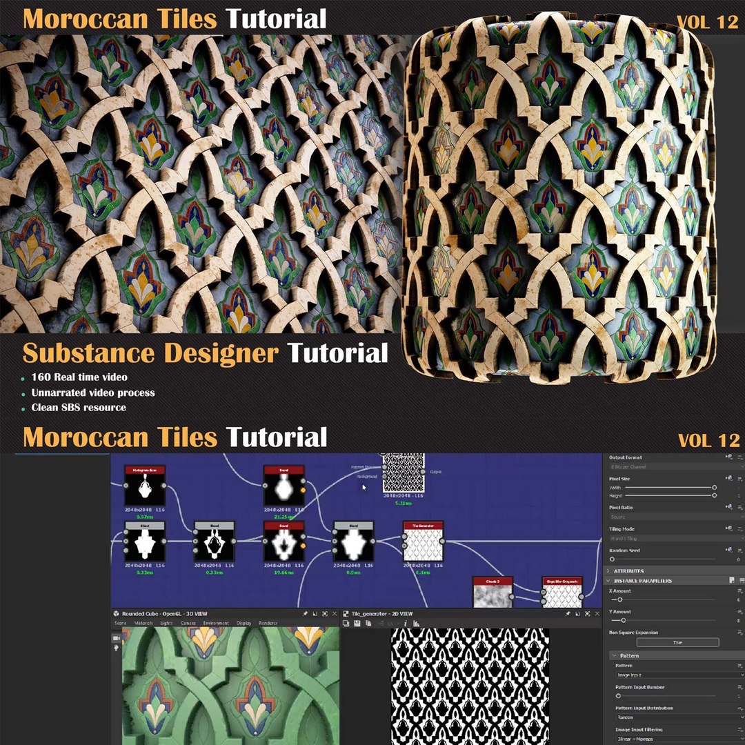 3D Model Moroccan Tiles Tutorial - VOL 12 - TurboSquid 2282647