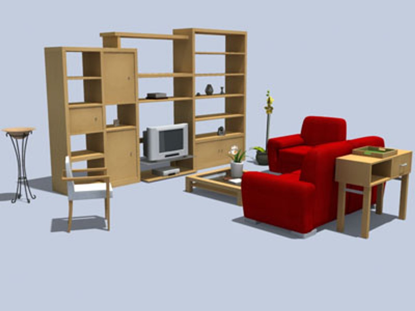 3d Living Room 2 Sets Model