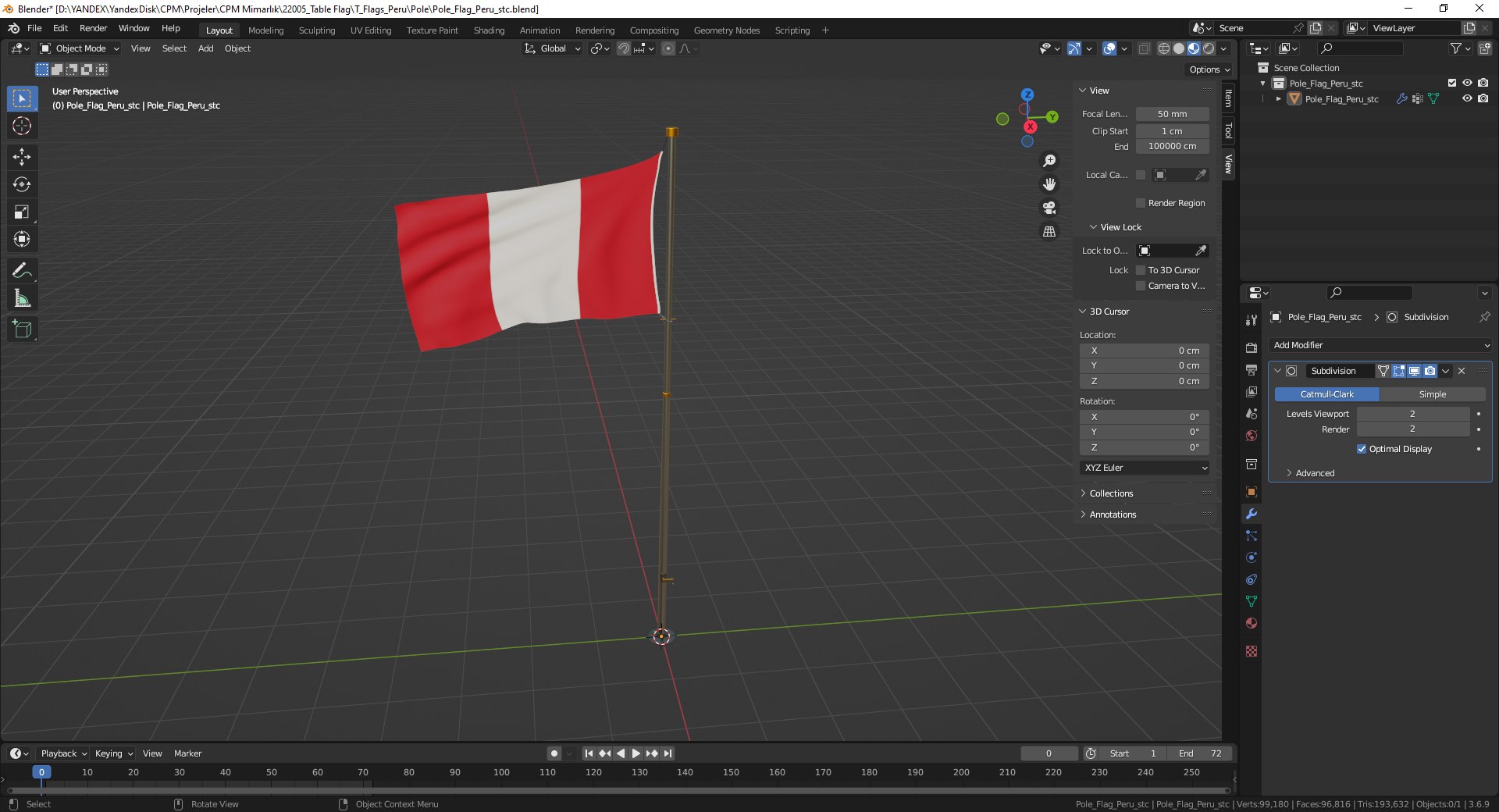 Pole Flag Peru 3D Model - TurboSquid 2203890