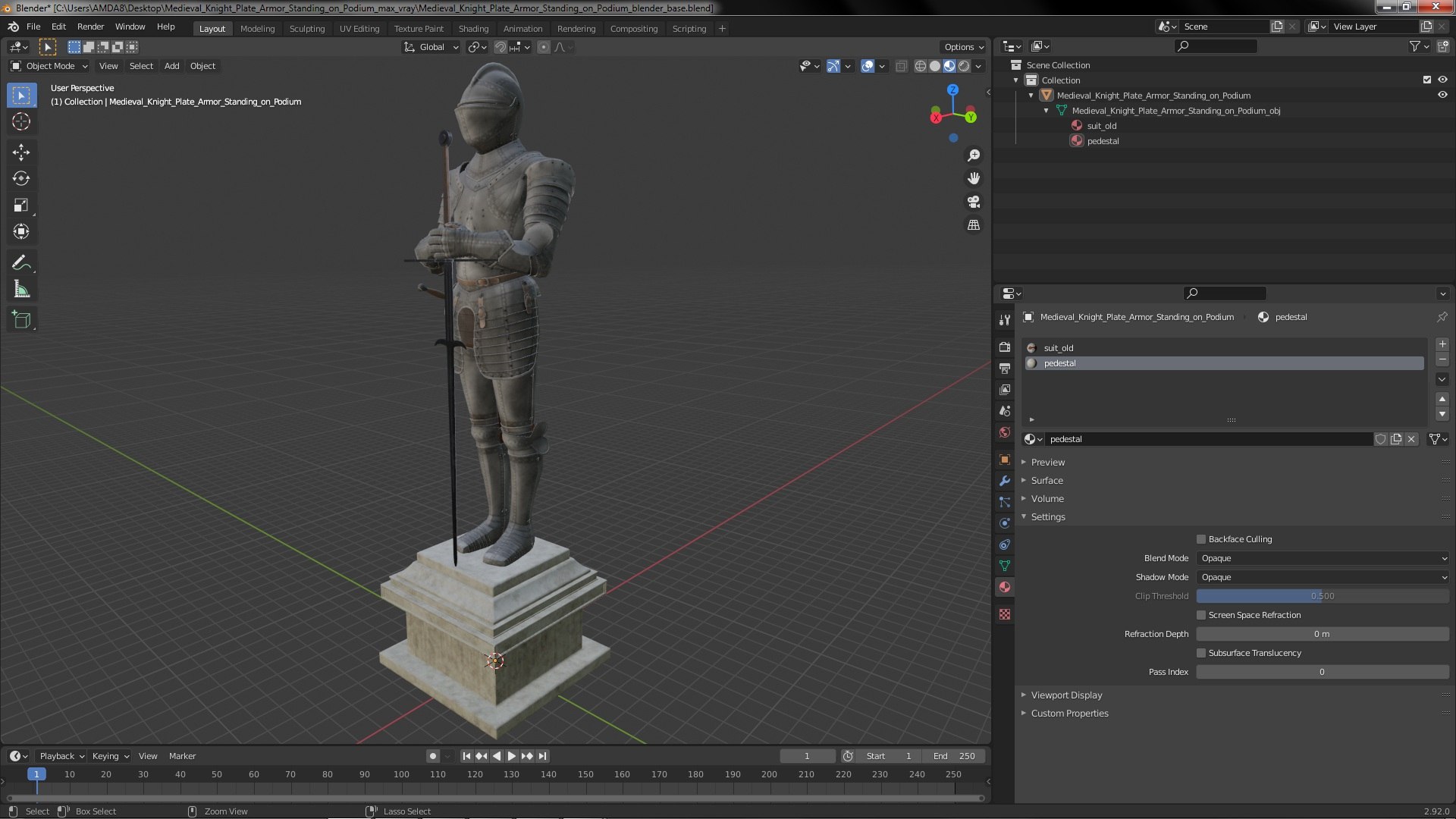 3D model Medieval Knight Plate Armor Standing on Podium - TurboSquid ...