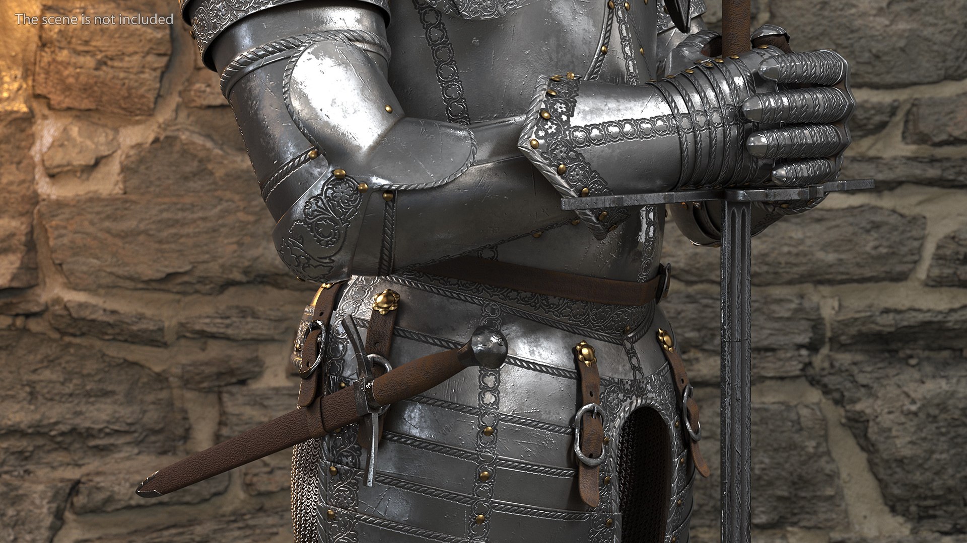 3D model Medieval Knight Plate Armor Standing on Podium - TurboSquid ...