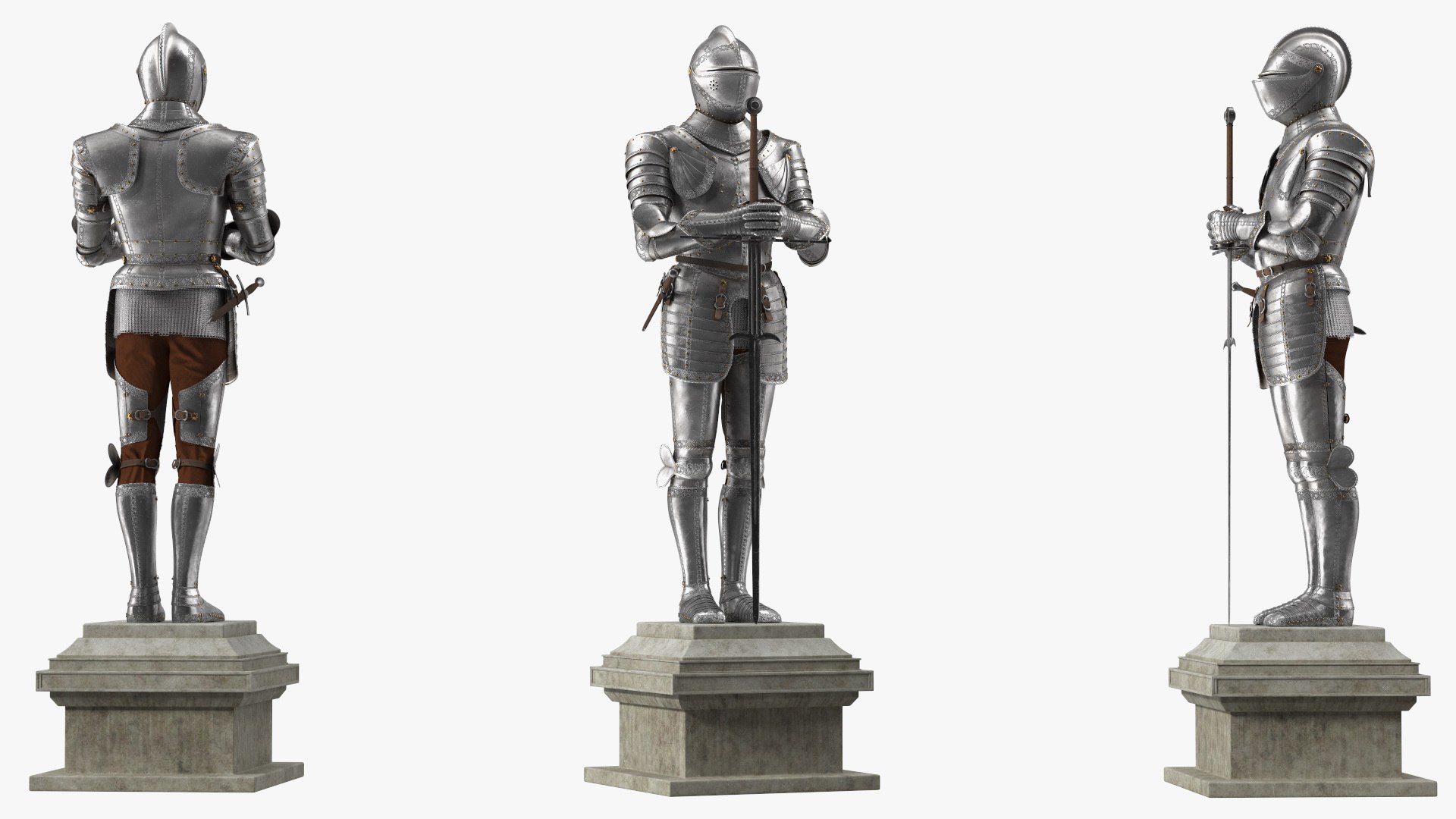 3D model Medieval Knight Plate Armor Standing on Podium - TurboSquid ...