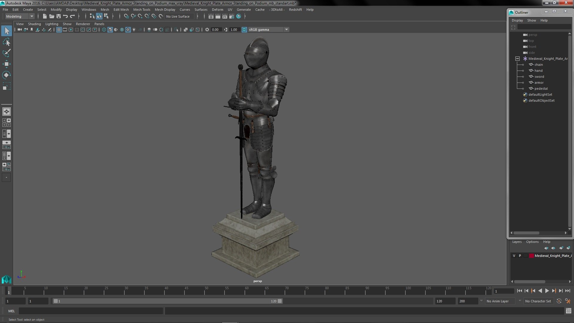 3D model Medieval Knight Plate Armor Standing on Podium - TurboSquid ...