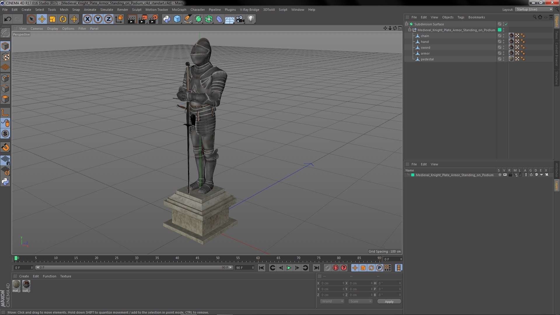 3D model Medieval Knight Plate Armor Standing on Podium - TurboSquid ...