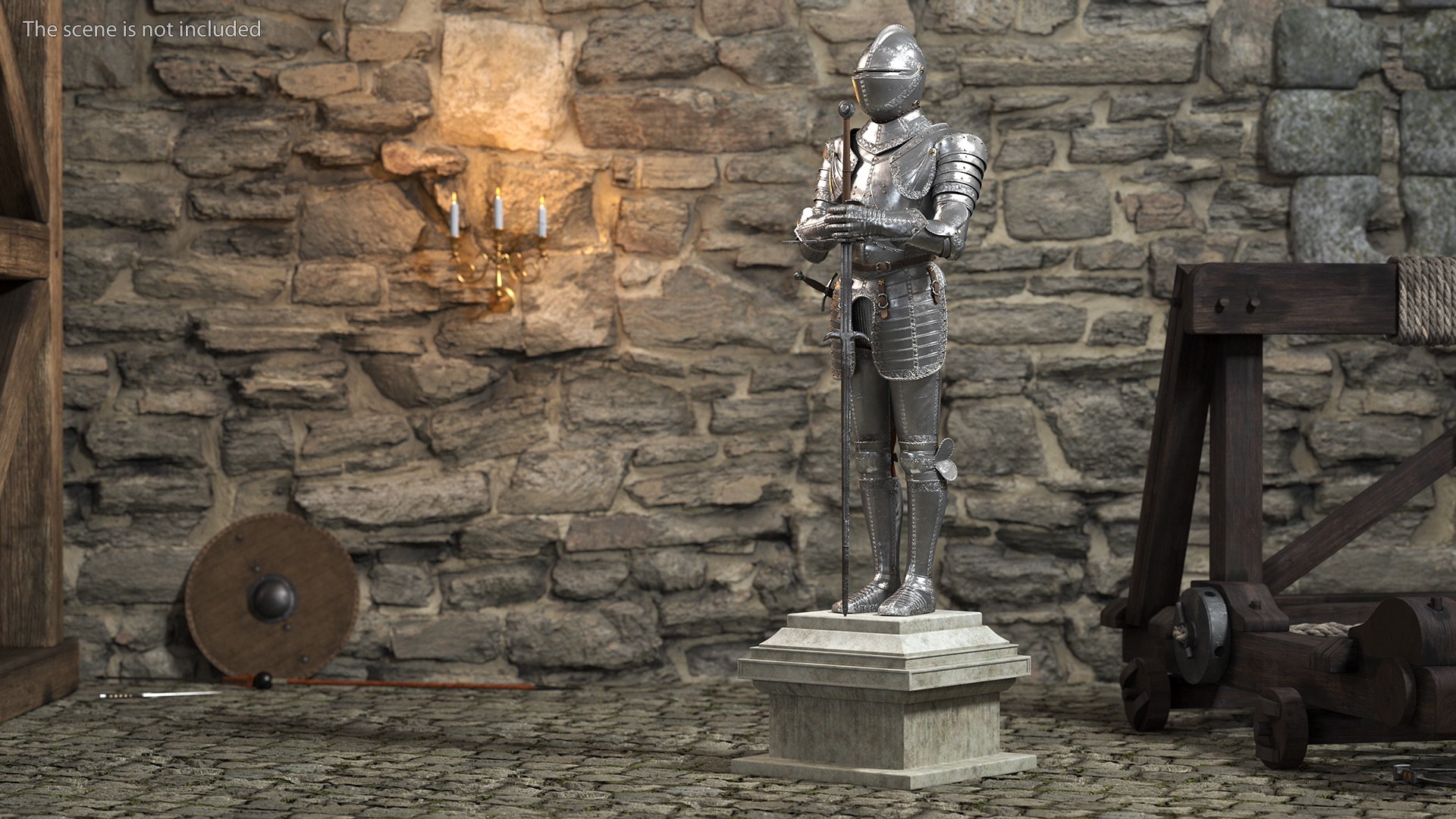 3D model Medieval Knight Plate Armor Standing on Podium - TurboSquid ...