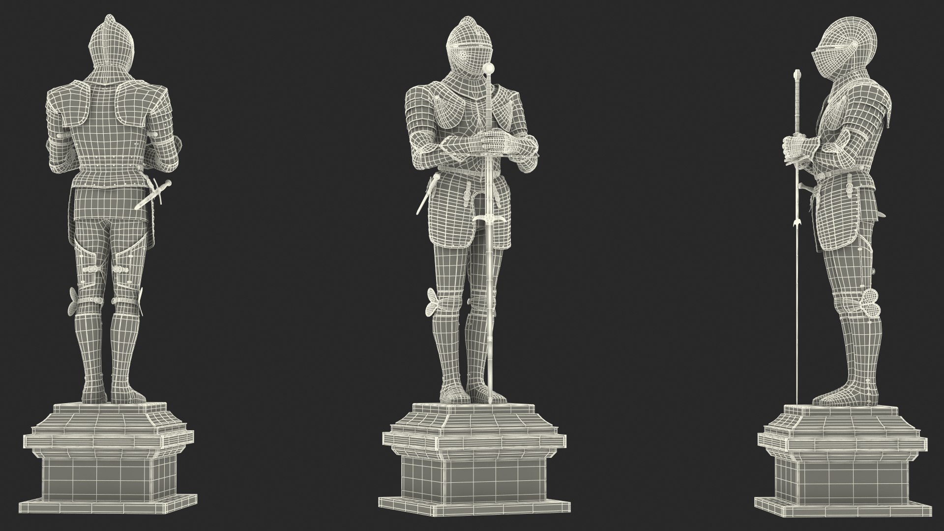 3D model Medieval Knight Plate Armor Standing on Podium - TurboSquid ...