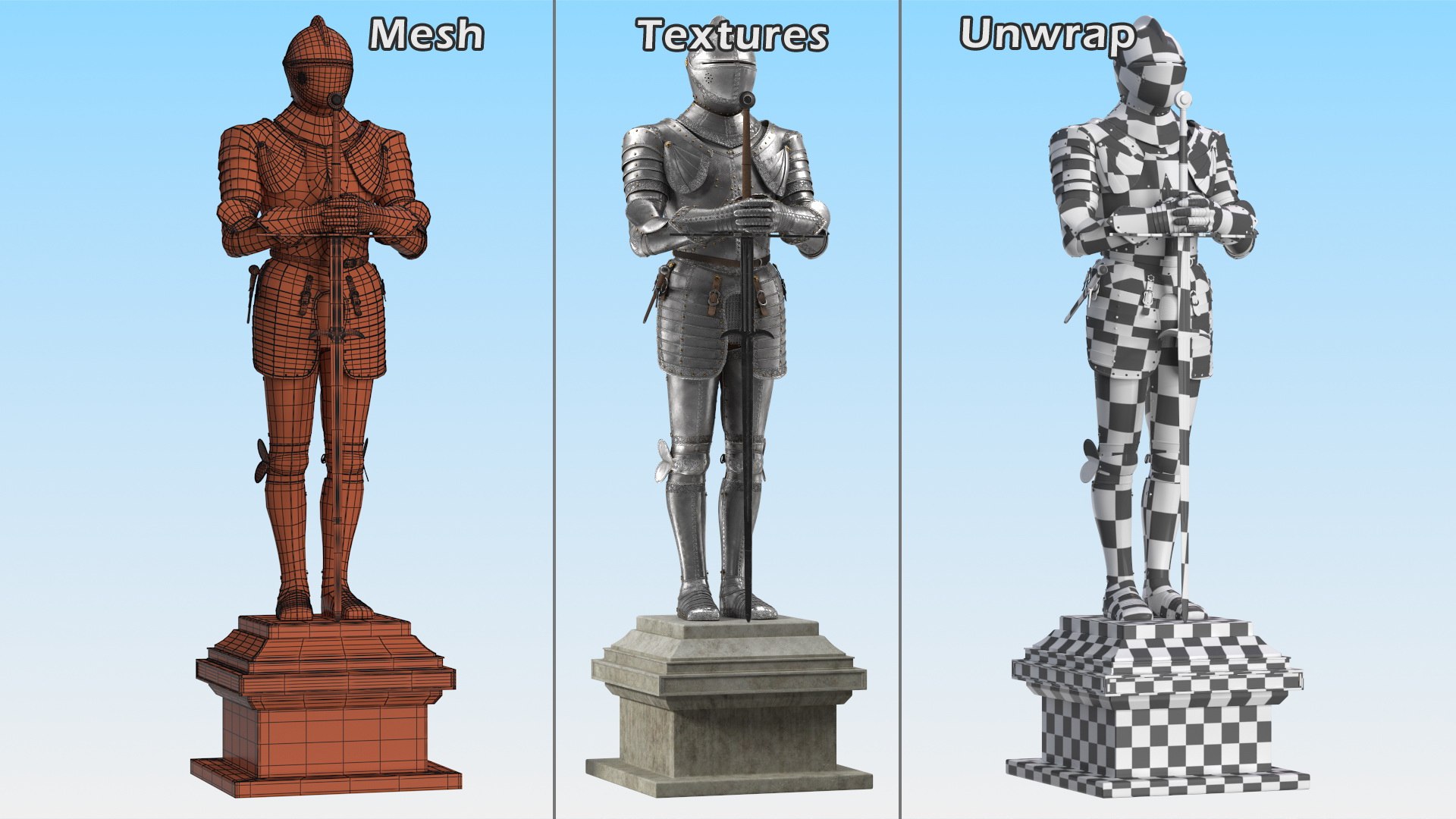 3D model Medieval Knight Plate Armor Standing on Podium - TurboSquid ...