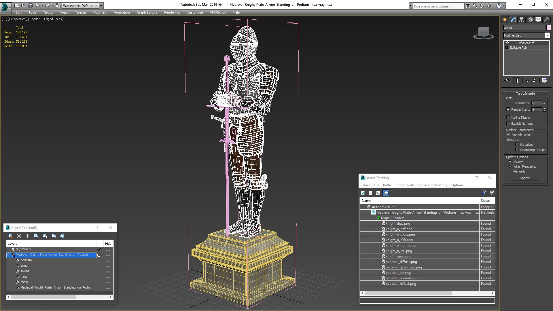 3D model Medieval Knight Plate Armor Standing on Podium - TurboSquid ...