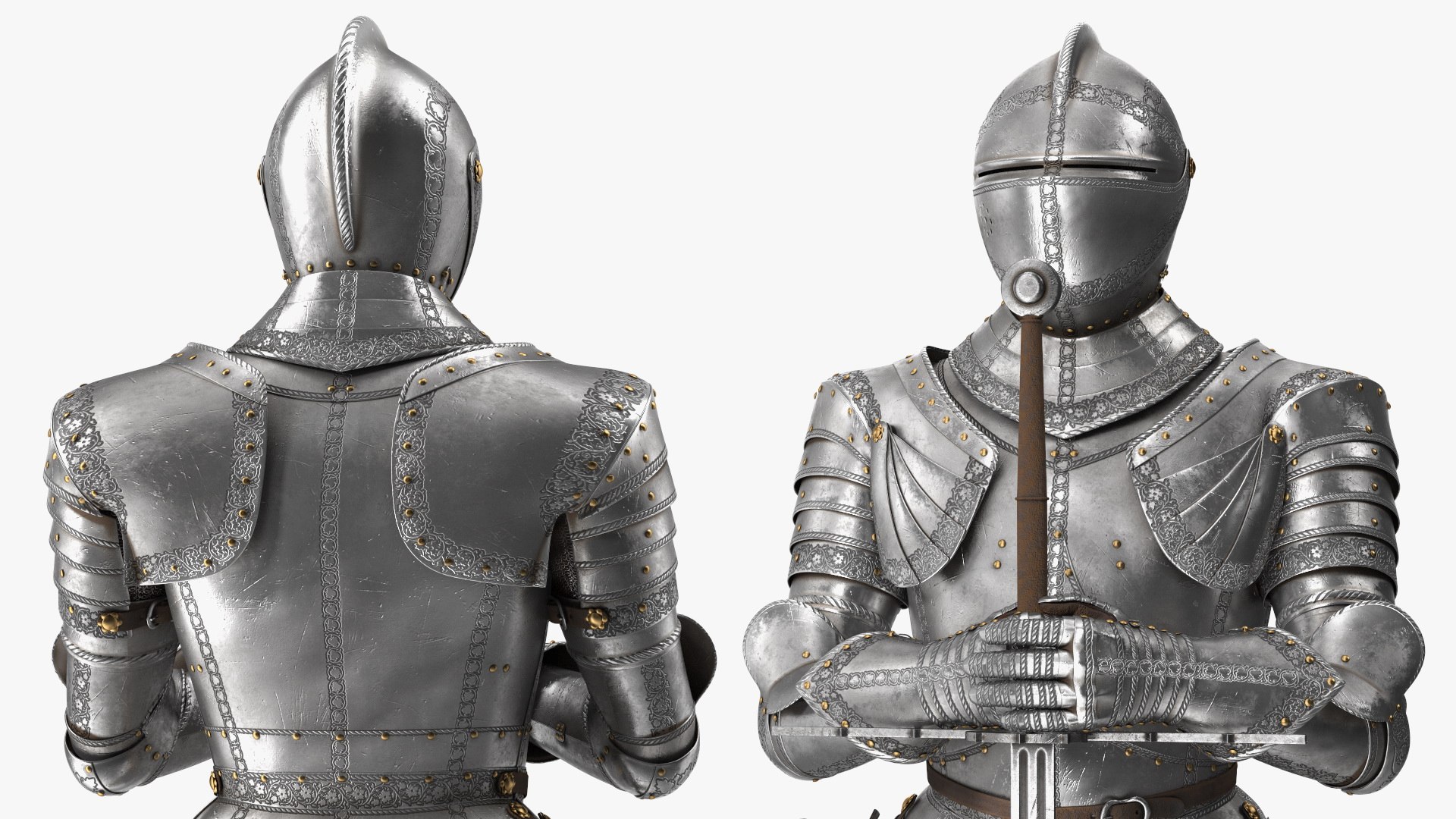 3D model Medieval Knight Plate Armor Standing on Podium - TurboSquid ...