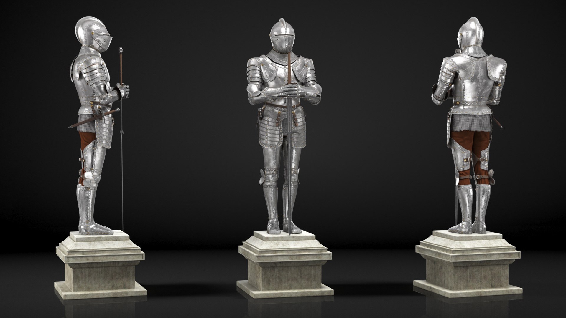 3D model Medieval Knight Plate Armor Standing on Podium - TurboSquid ...