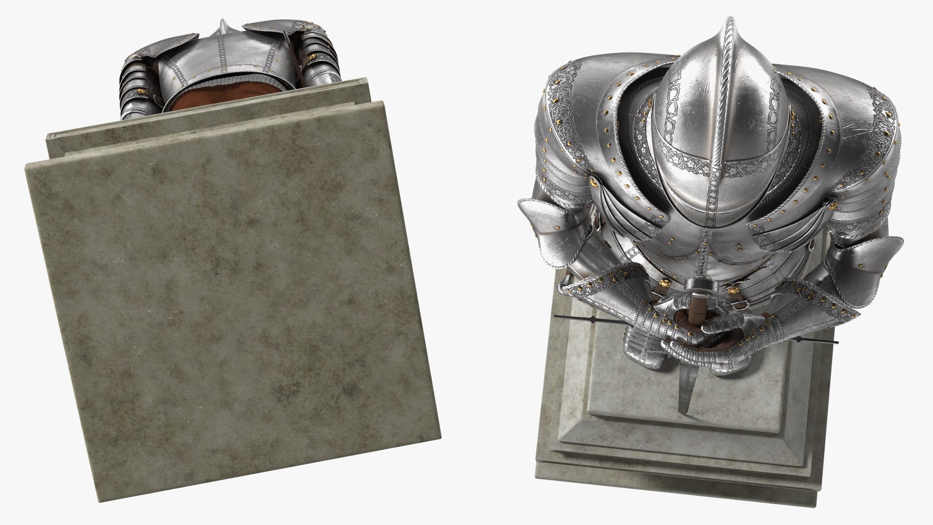 3D model Medieval Knight Plate Armor Standing on Podium - TurboSquid ...