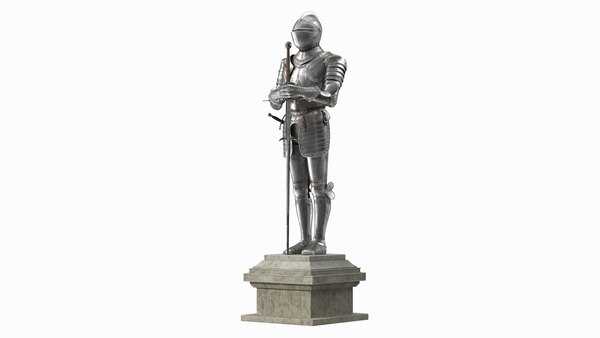 modelo 3d Armadura de placa de caballero medieval de pie en el podio ...