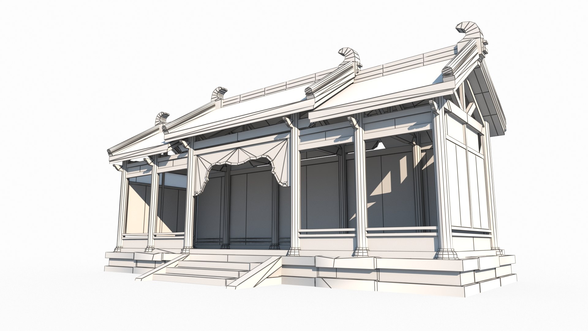 3D Rest Room For Ancient Asian Architecture Model - TurboSquid 2050836