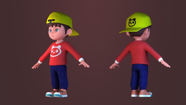 3D Animated characters students passersby Little Boys cartoon boy model ...