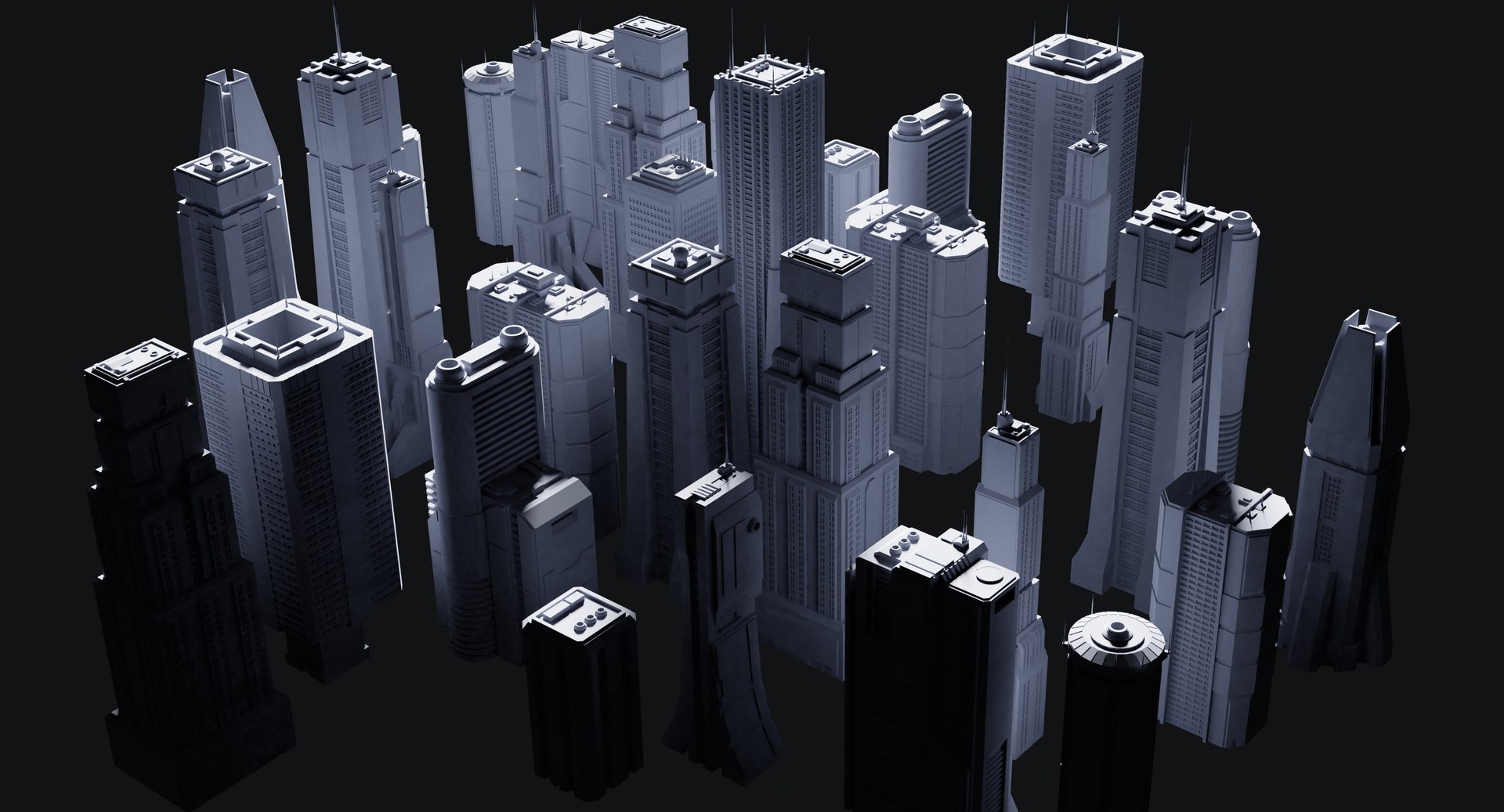 Sci-Fi Skycrapers Pack V - 15 Cyberpunk Style Buildings Kitbash 3D model - TurboSquid 1833622