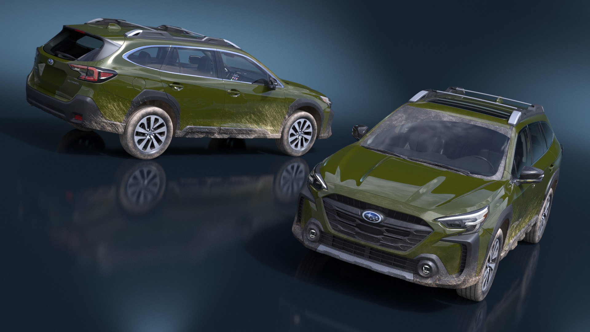 3D Subaru Outback 2025 Green Dirty Simplified Model - TurboSquid 2357725