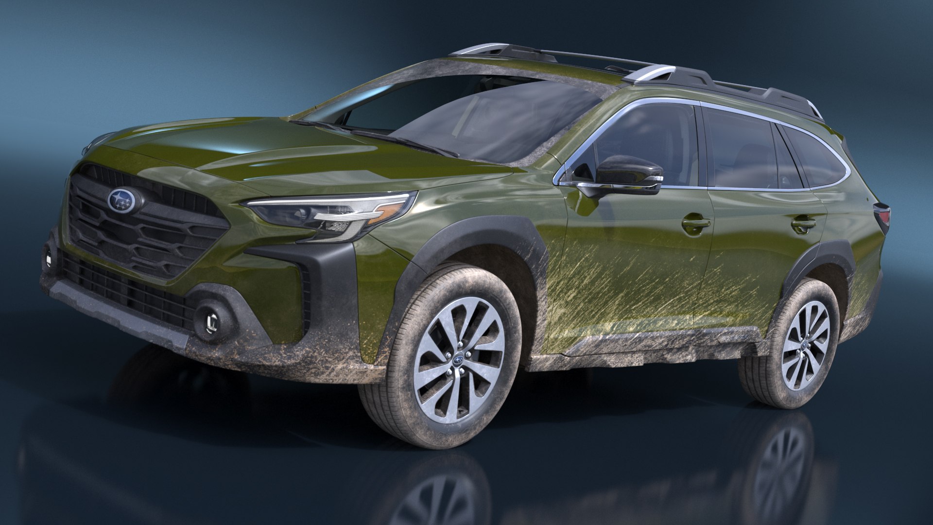 3D Subaru Outback 2025 Green Dirty Simplified Model - TurboSquid 2357725