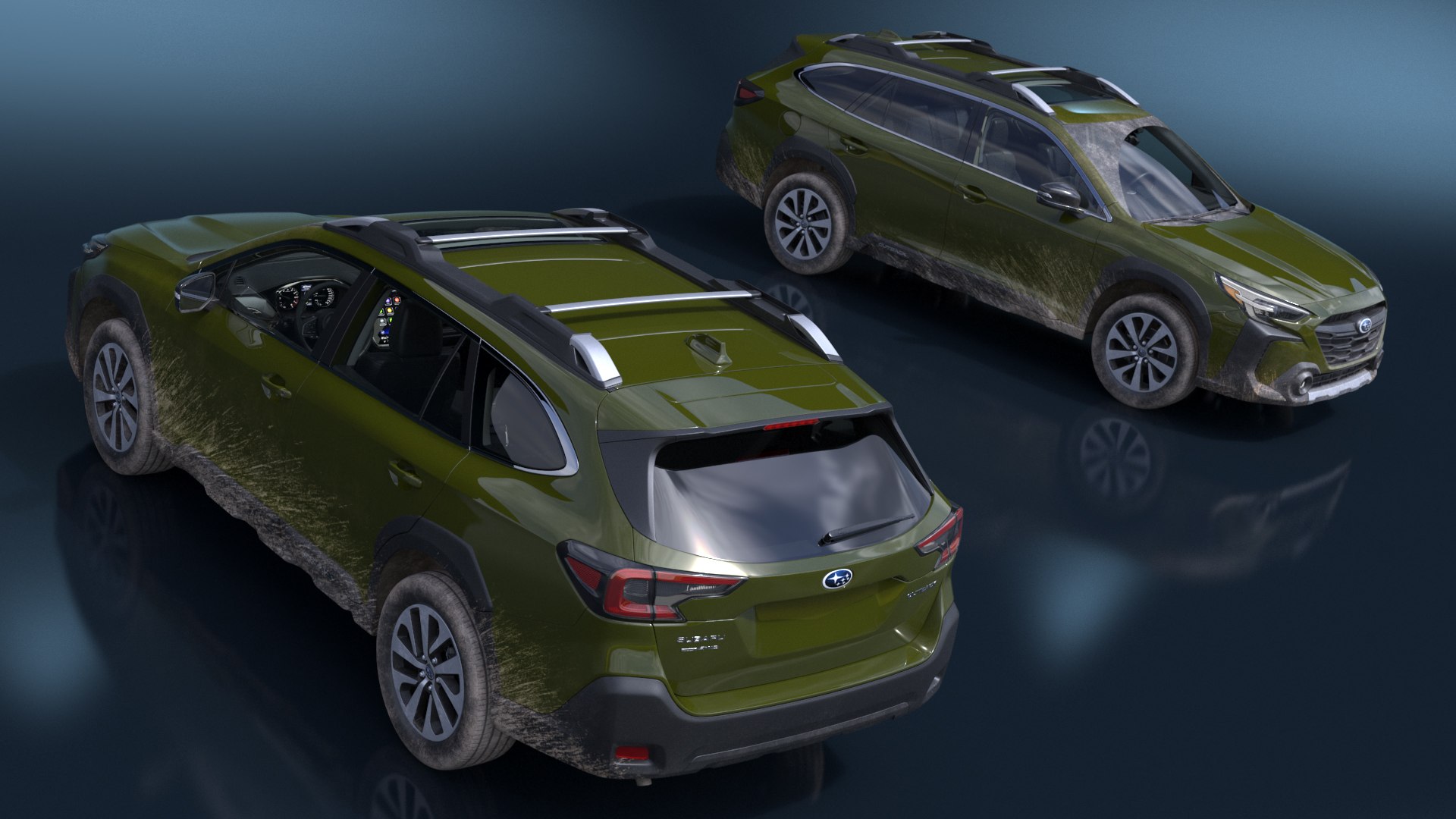3D Subaru Outback 2025 Green Dirty Simplified Model - TurboSquid 2357725