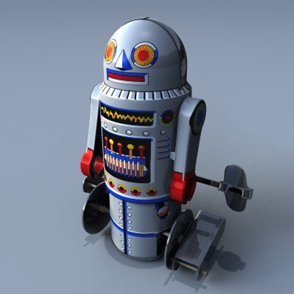 3d model retro toy robot