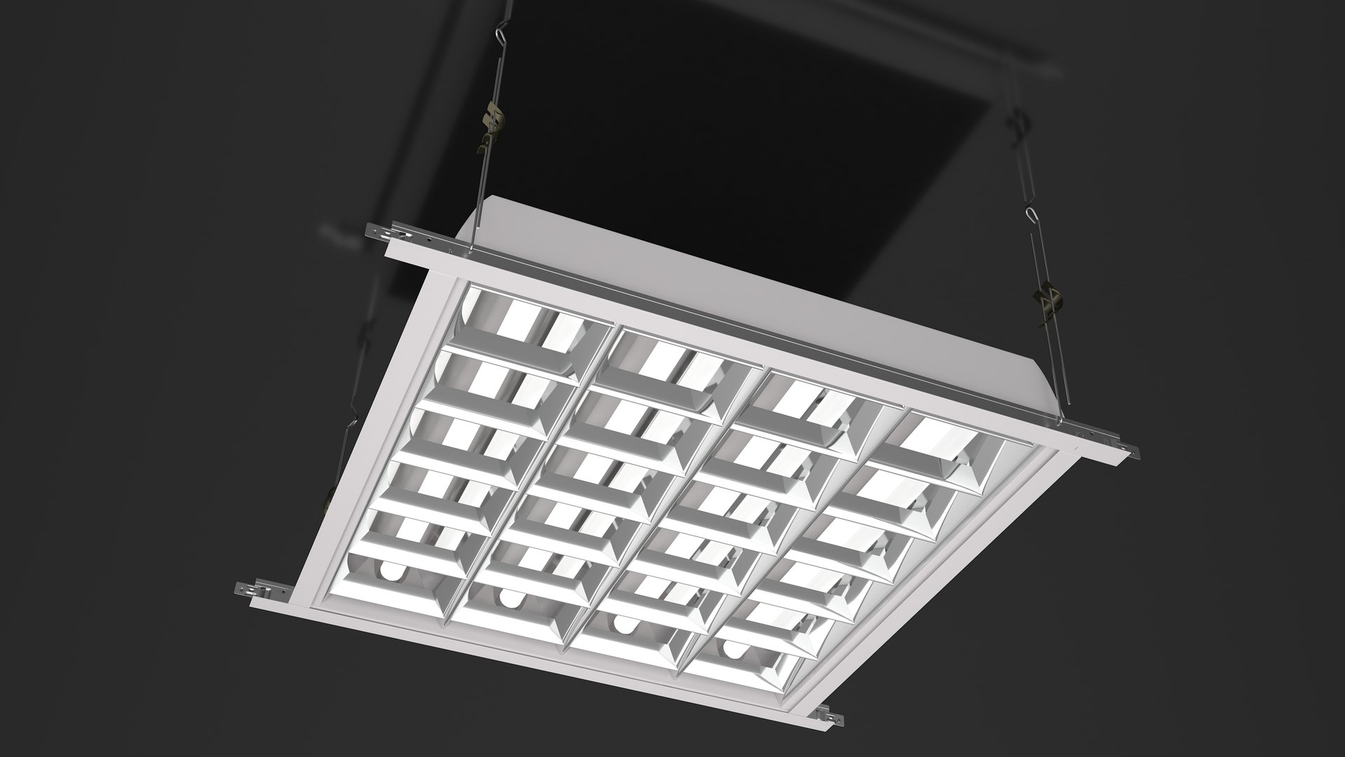 LED Grid Ceiling Light ON 3D Model - TurboSquid 1991124