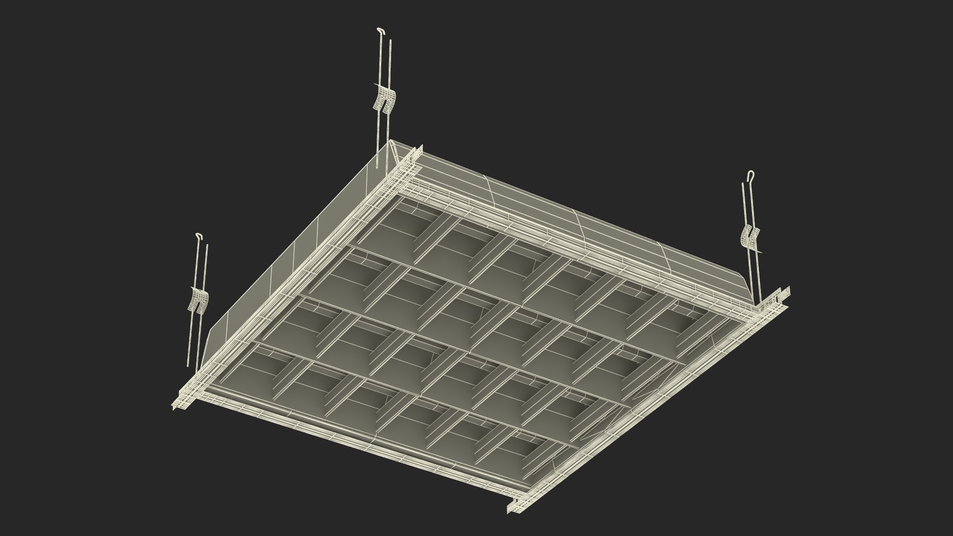 LED Grid Ceiling Light ON 3D model - TurboSquid 1991124