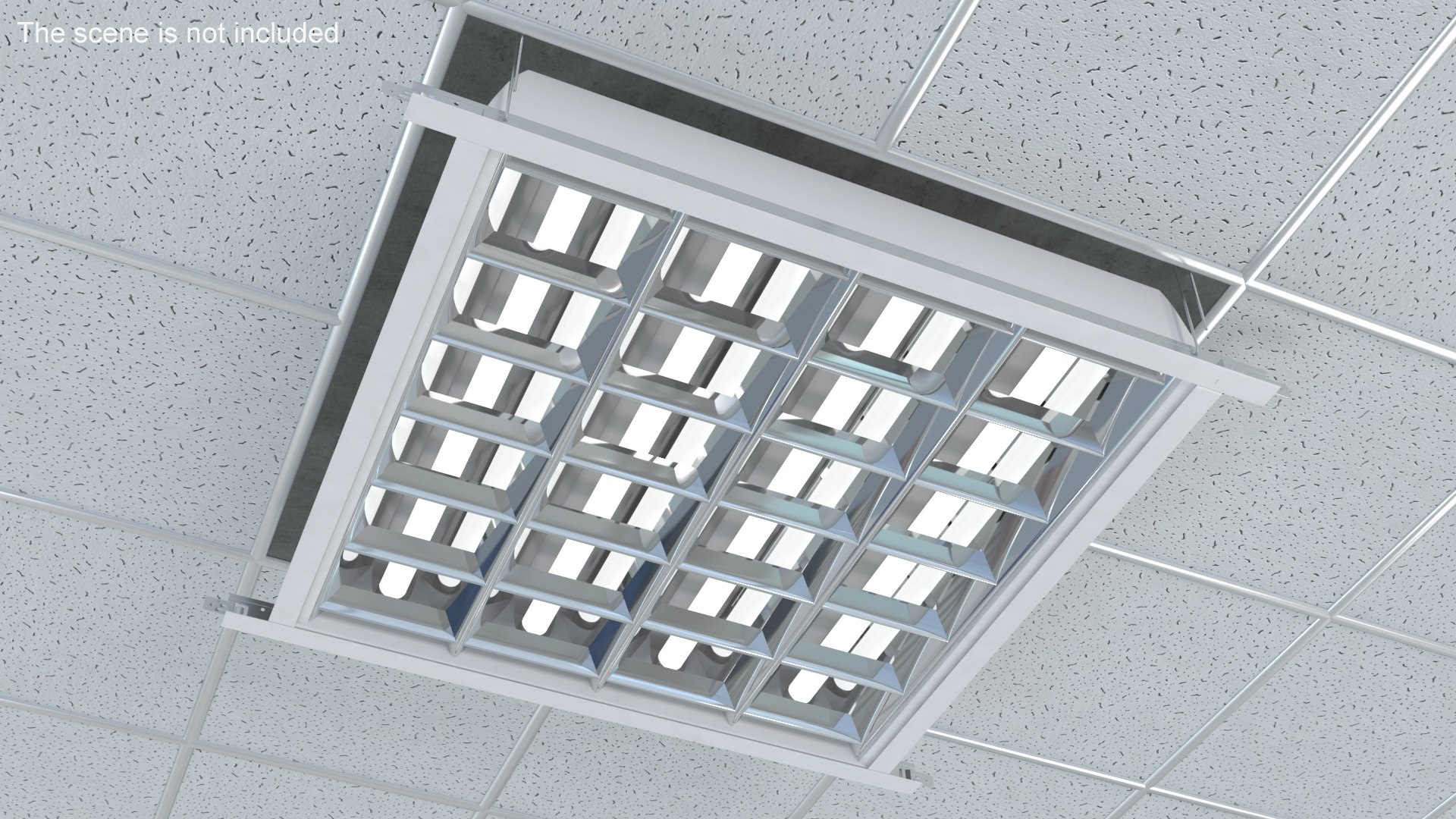 LED Grid Ceiling Light ON 3D Model - TurboSquid 1991124