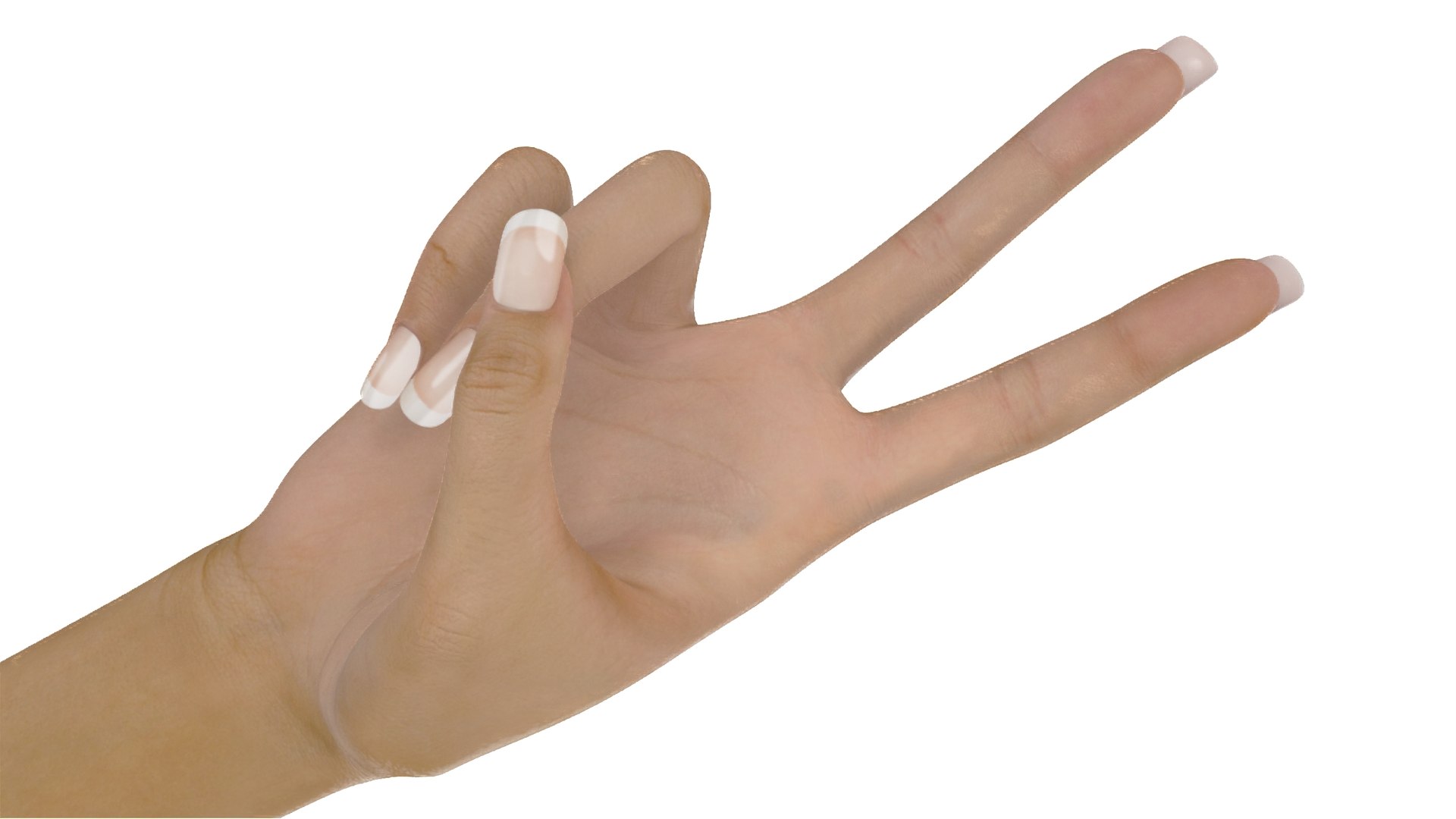 3D Model Female Caucasian Hand Victory Sign Pose - TurboSquid 2194742