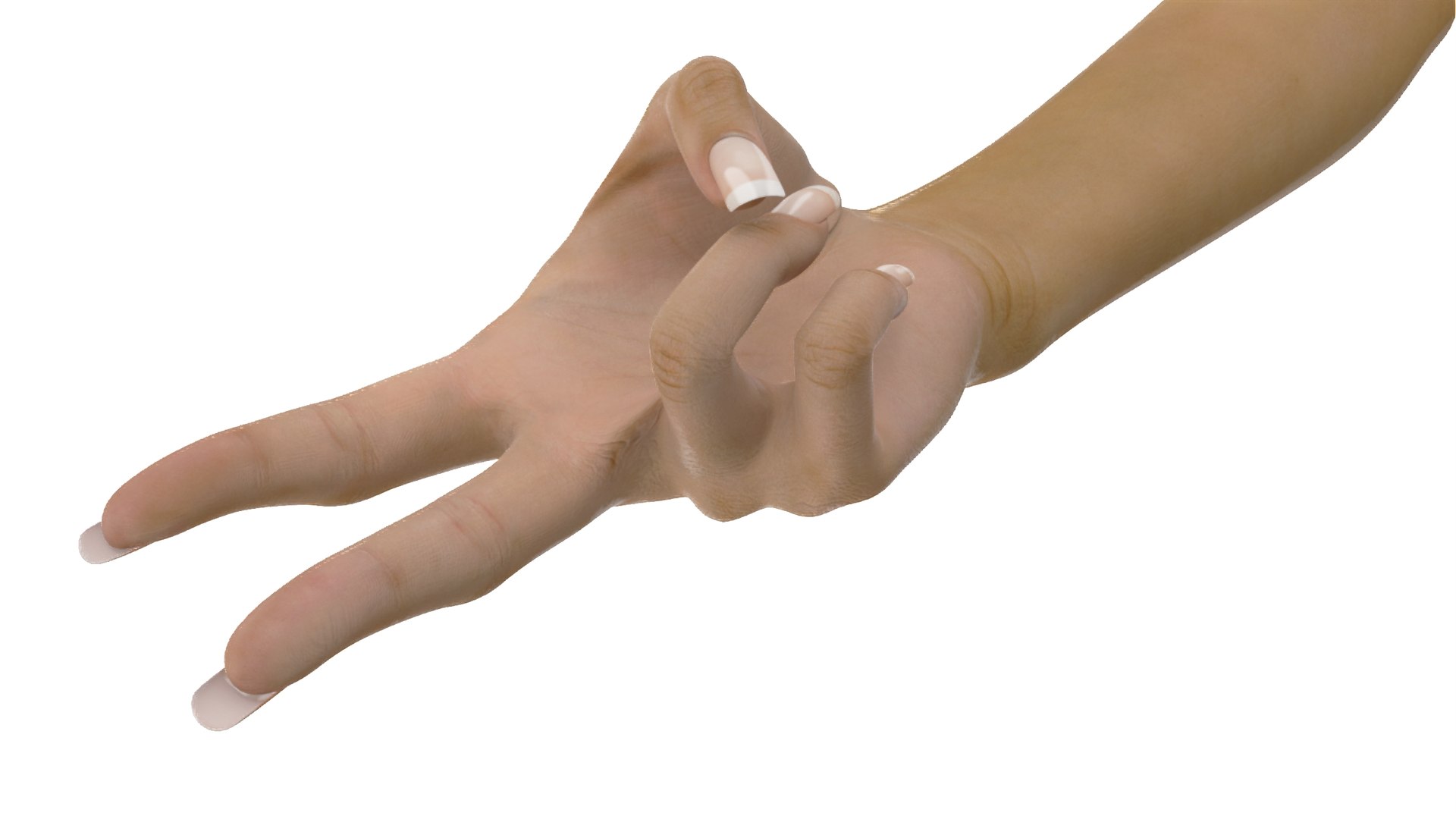 3D Model Female Caucasian Hand Victory Sign Pose - TurboSquid 2194742
