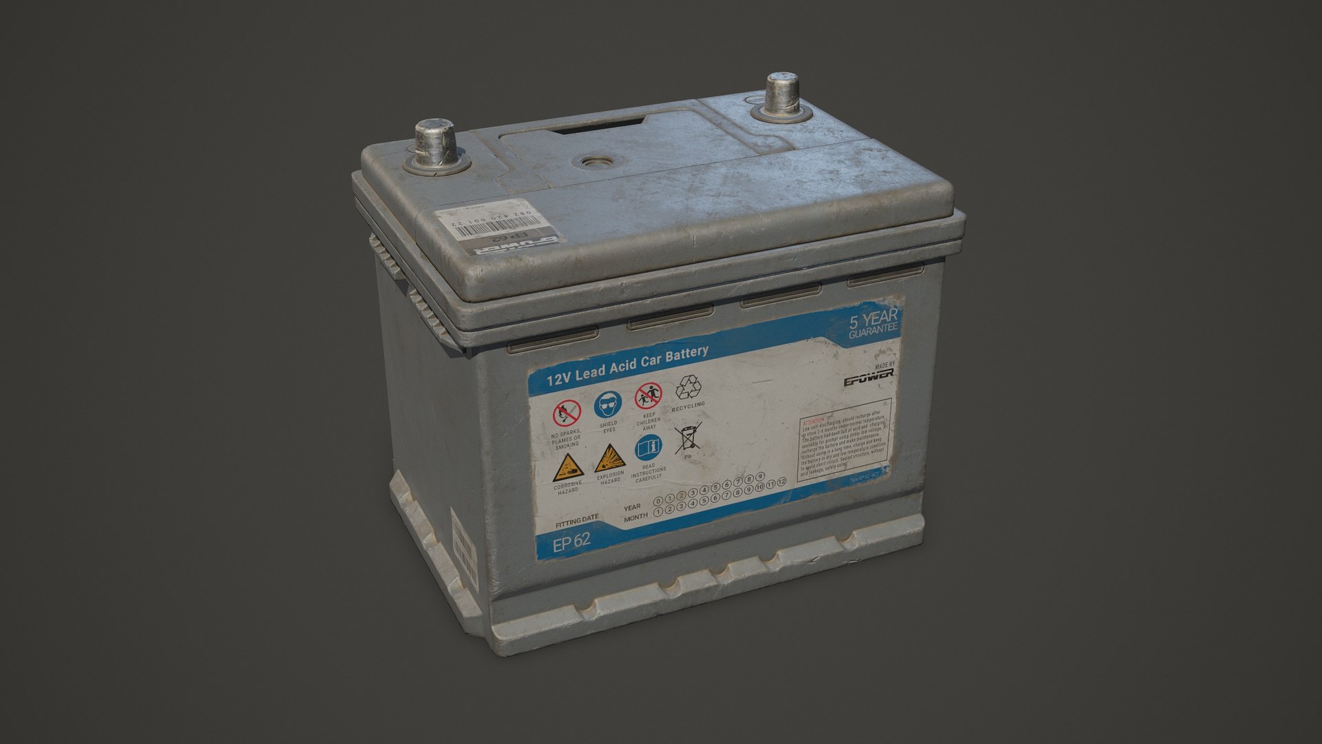 3D Car Battery 62 6CT 12 Volt - PBR Game Ready Low-poly - TurboSquid ...