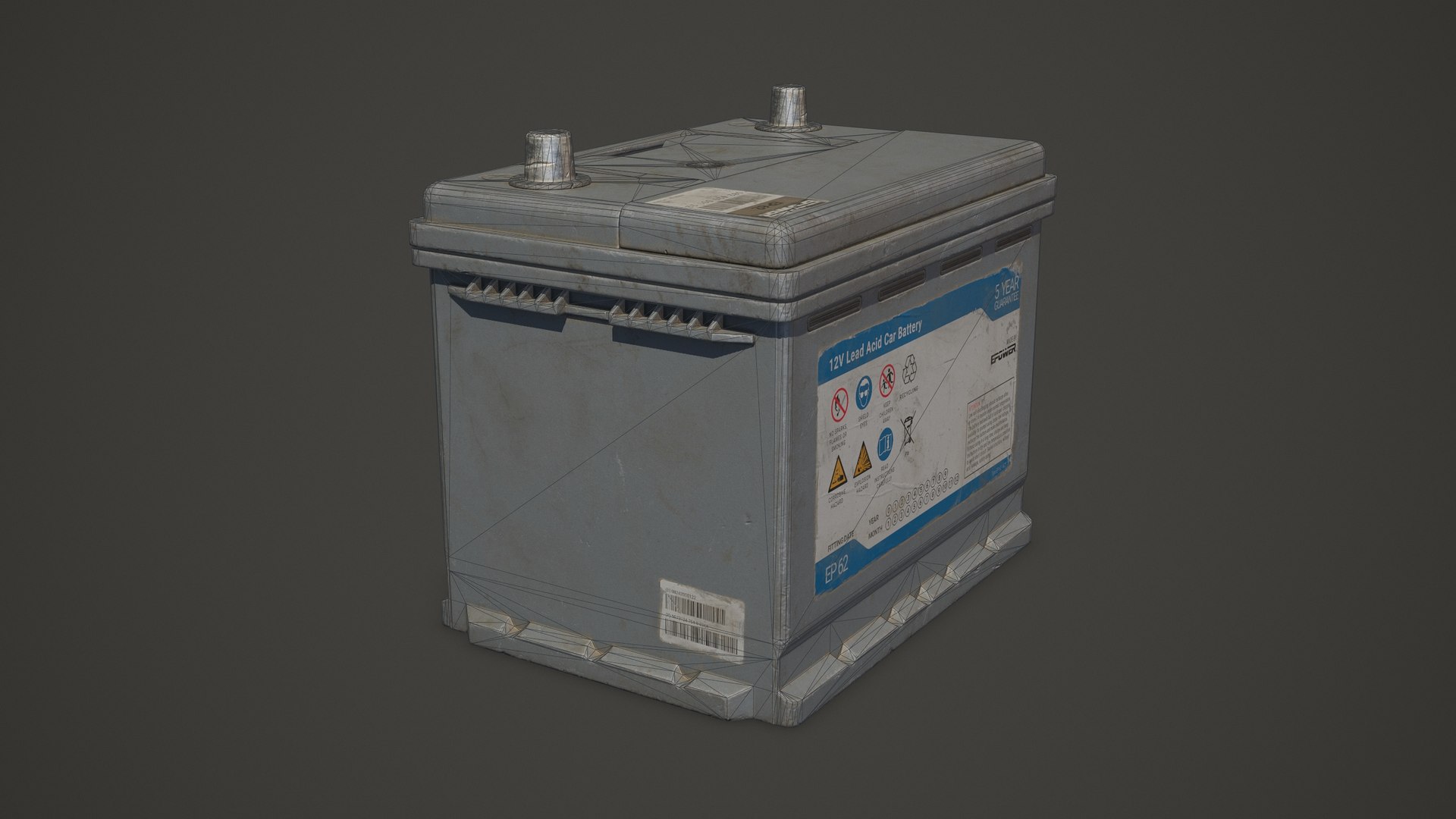 3D Car Battery 62 6CT 12 Volt - PBR Game Ready Low-poly - TurboSquid ...