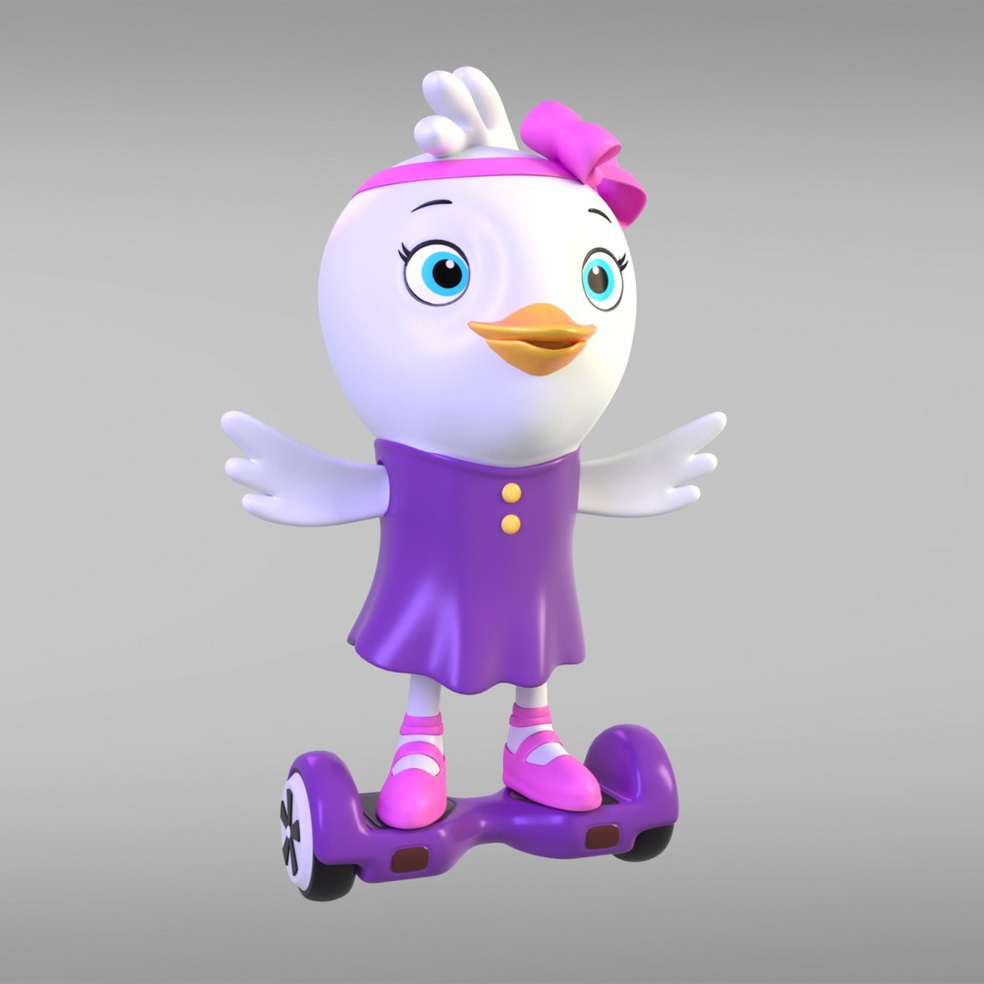Cartoon Girl Chicken Animations 3D Model - TurboSquid 1342847