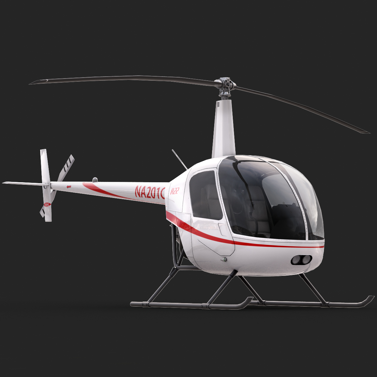 robinson r22 helicopter 3d obj