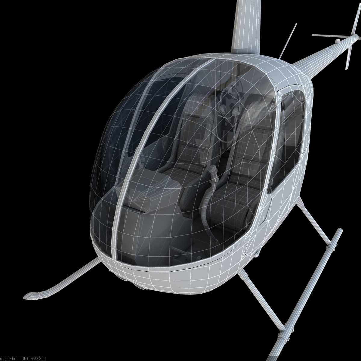 robinson r22 helicopter 3d obj