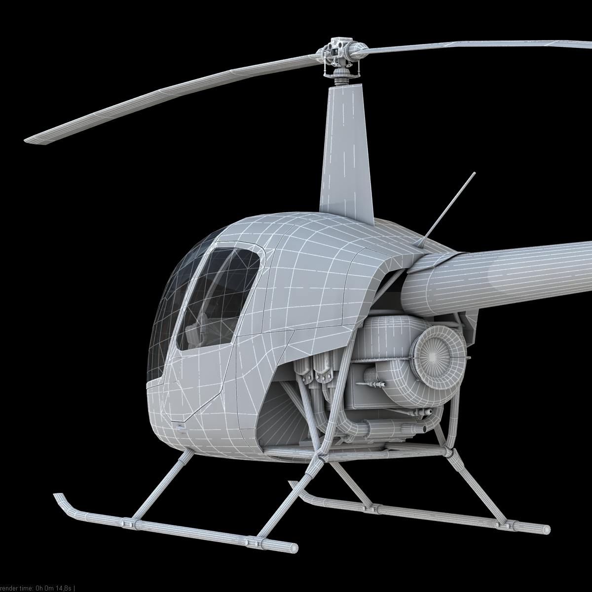 robinson r22 helicopter 3d obj