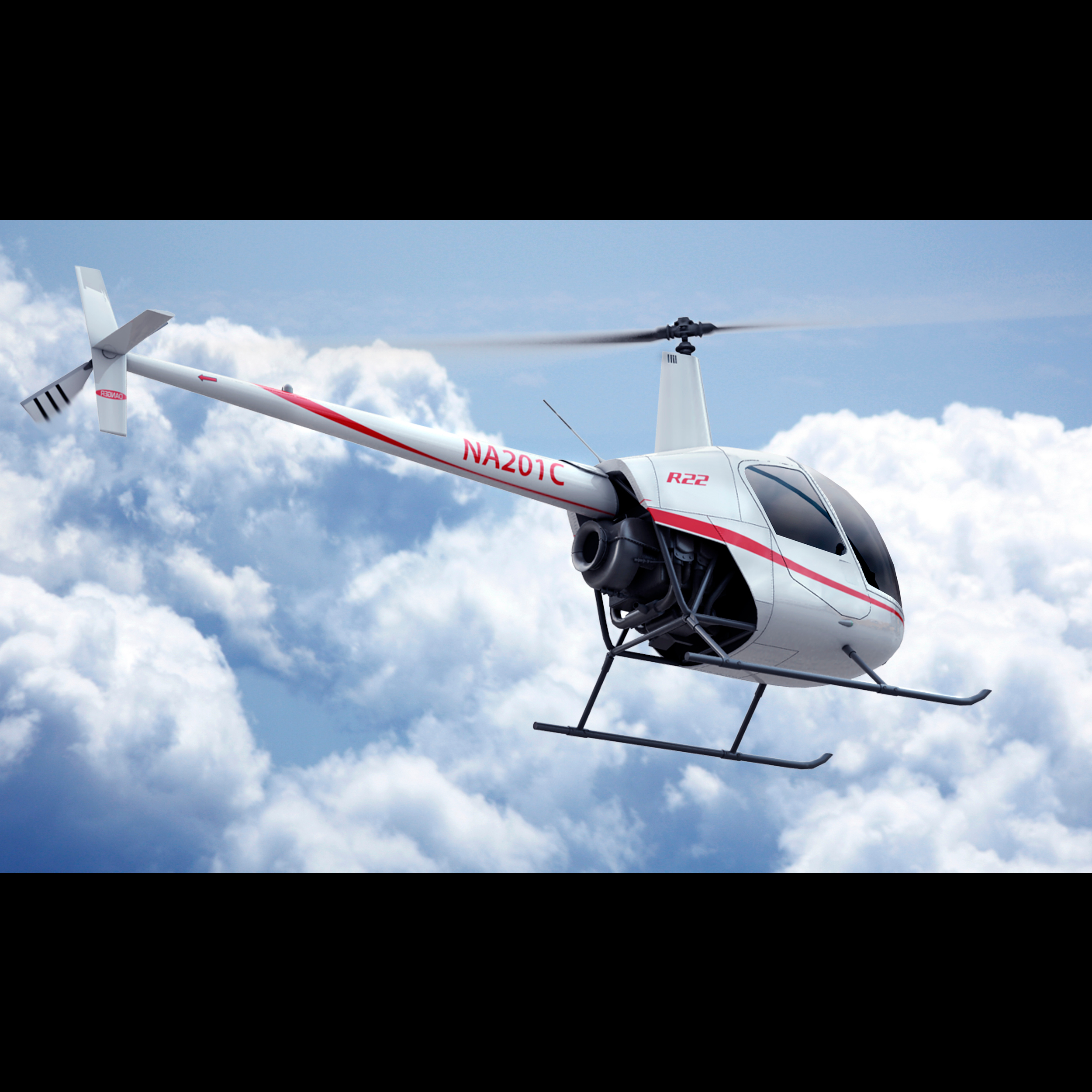 robinson r22 helicopter 3d obj