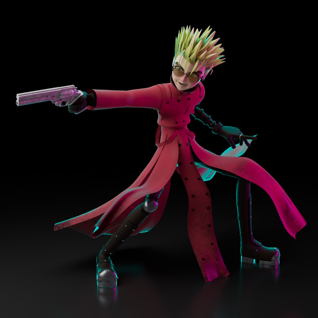 3D Vash The Stampede From Trigun 3d Modeling Meterial And Rigging ...